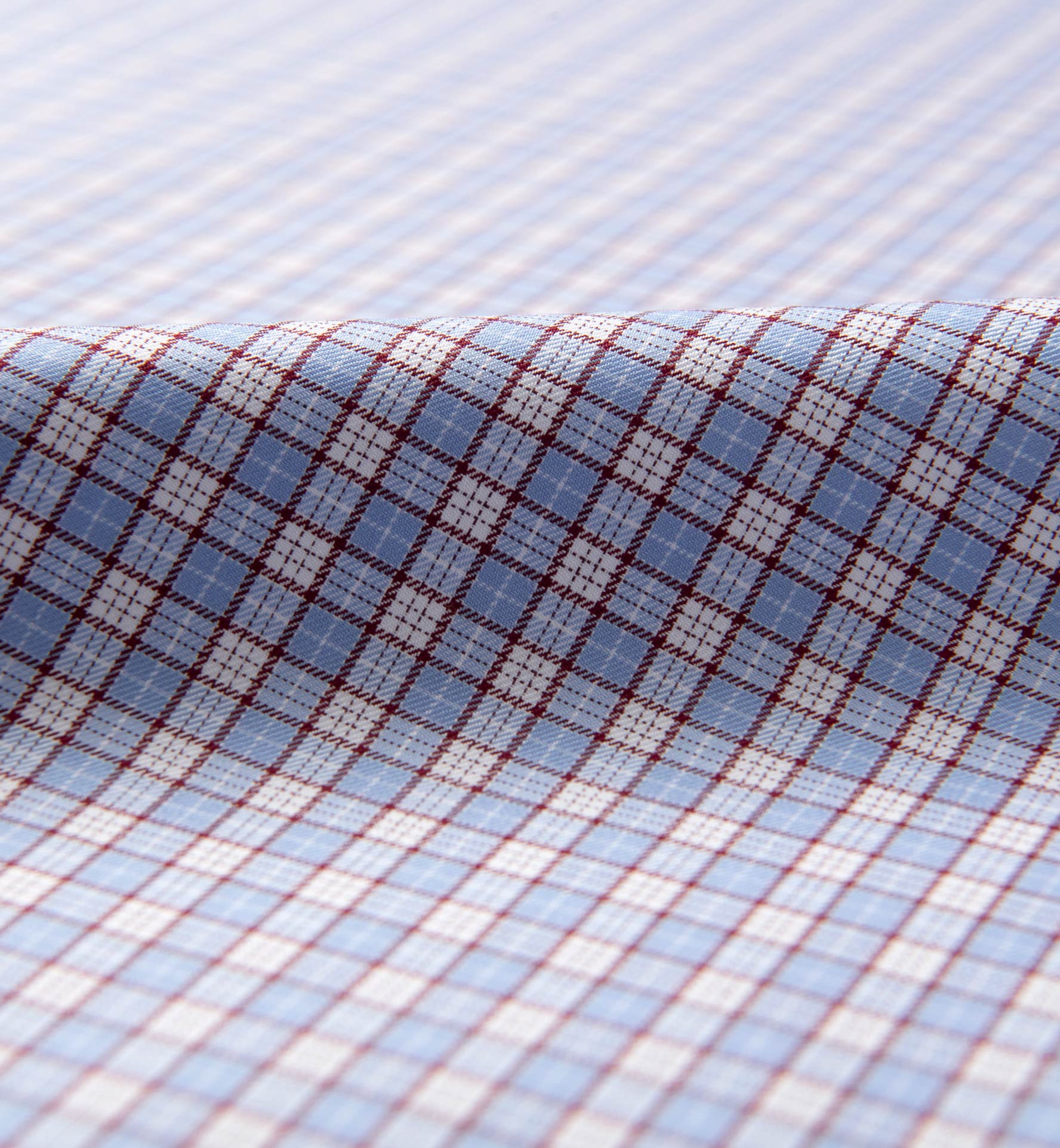 Greenwich Light Blue and Red Small Check Shirts by Proper Cloth