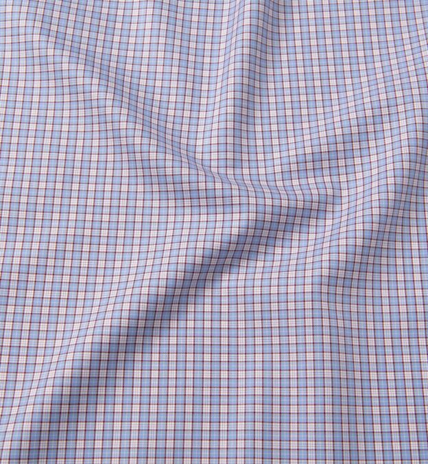 Greenwich Light Blue and Red Small Check Shirts by Proper Cloth