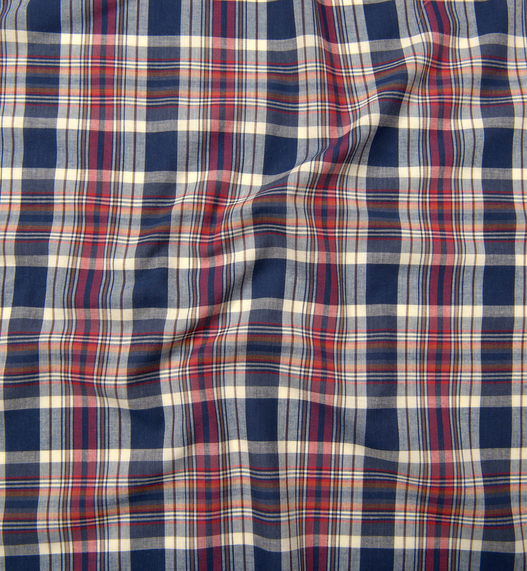 Red Navy and Ecru Indian Madras Shirts by Proper Cloth