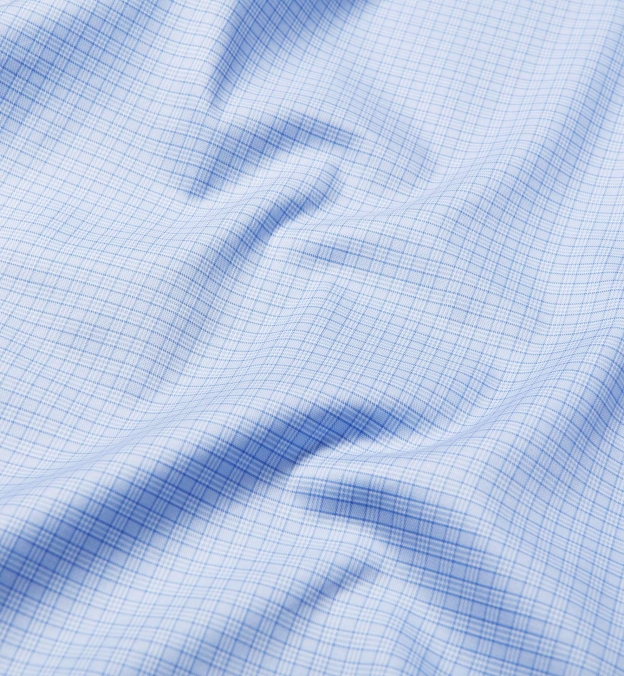 Non-Iron Stretch Light Blue Small Check Shirts by Proper Cloth