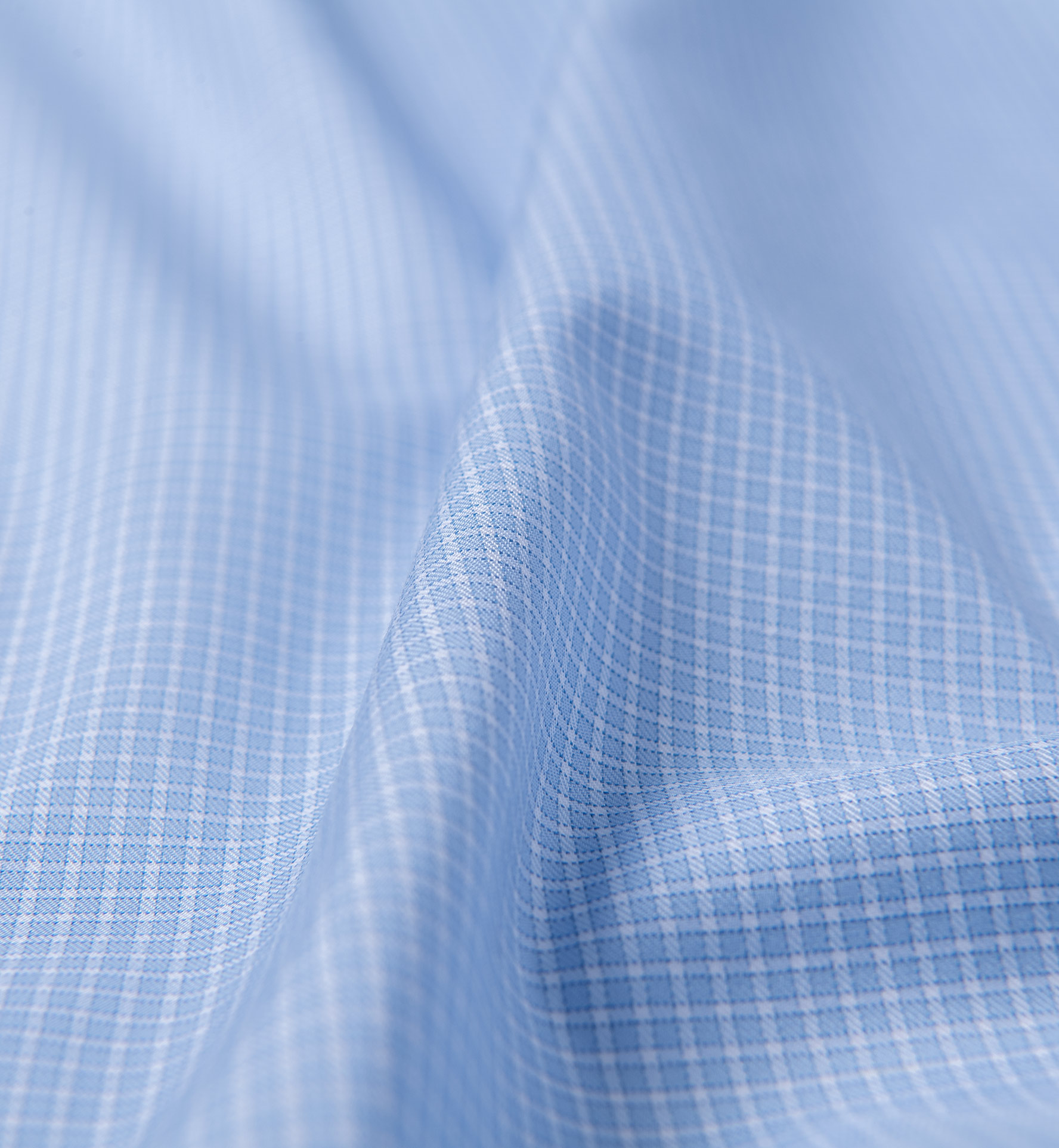 Non-Iron Stretch Blue Small Check Shirts by Proper Cloth