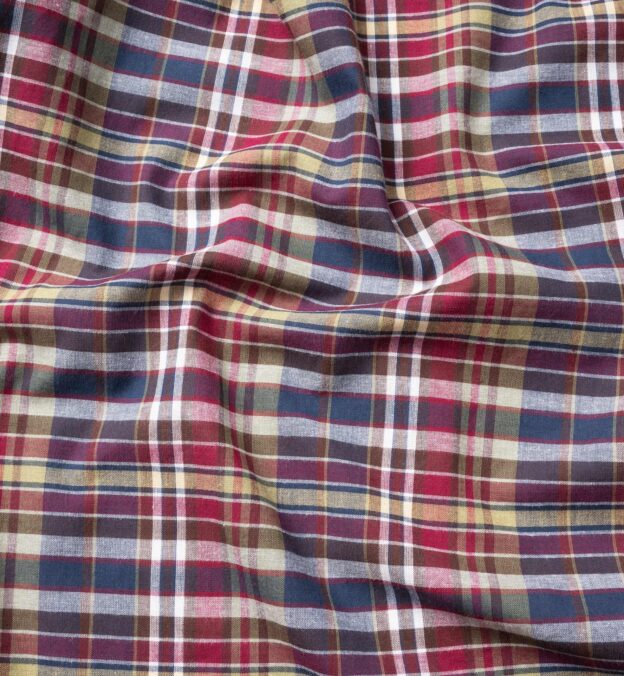 Navy Berry and Yellow Indian Madras Shirts by Proper Cloth