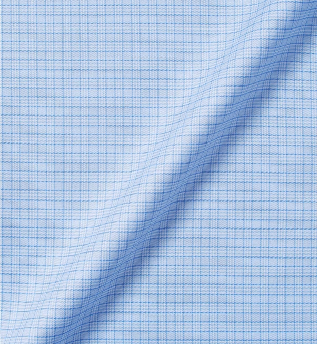 Non-Iron Stretch Light Blue Small Check Shirts by Proper Cloth