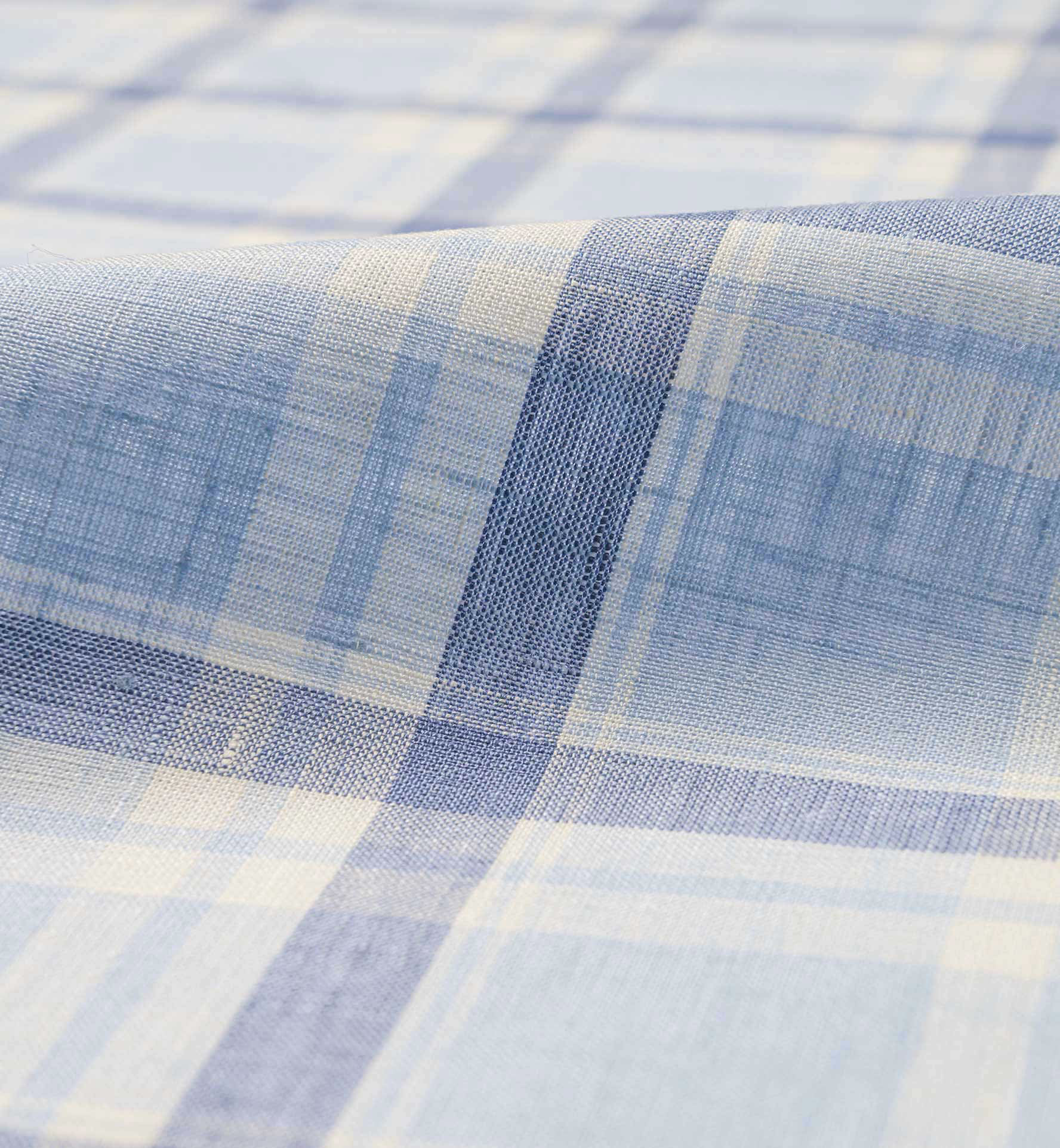 Portuguese Washed Light Blue Plaid Linen Shirts by Proper Cloth