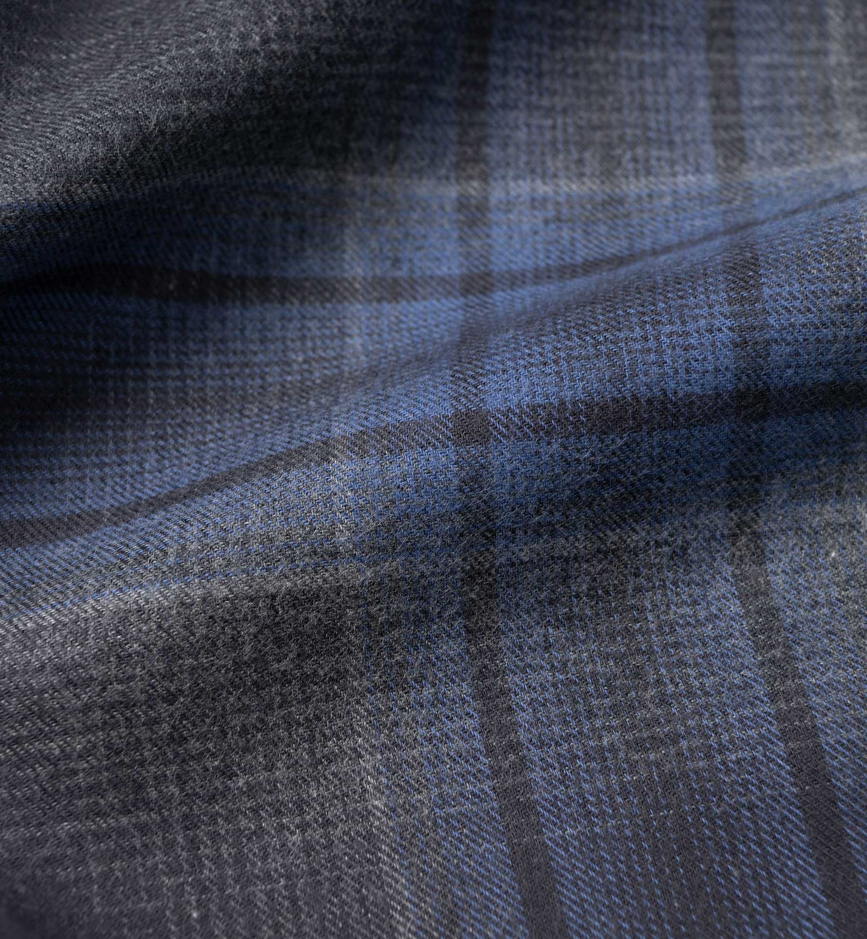 Portuguese Slate and Grey Ombre Plaid Flannel Shirts by Proper Cloth