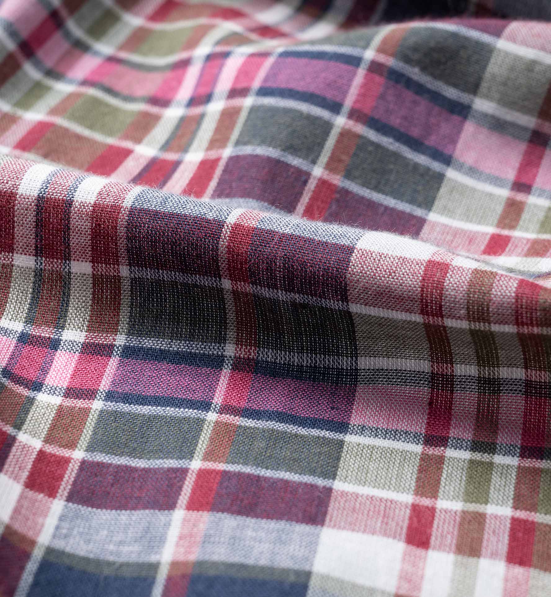 Navy Olive and Pink Indian Madras Shirts by Proper Cloth