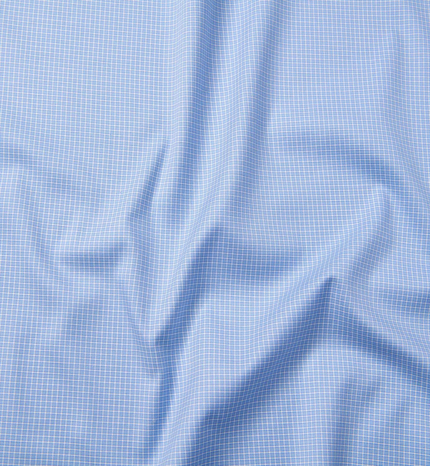 Non-Iron Stretch Blue Small Check Shirts by Proper Cloth