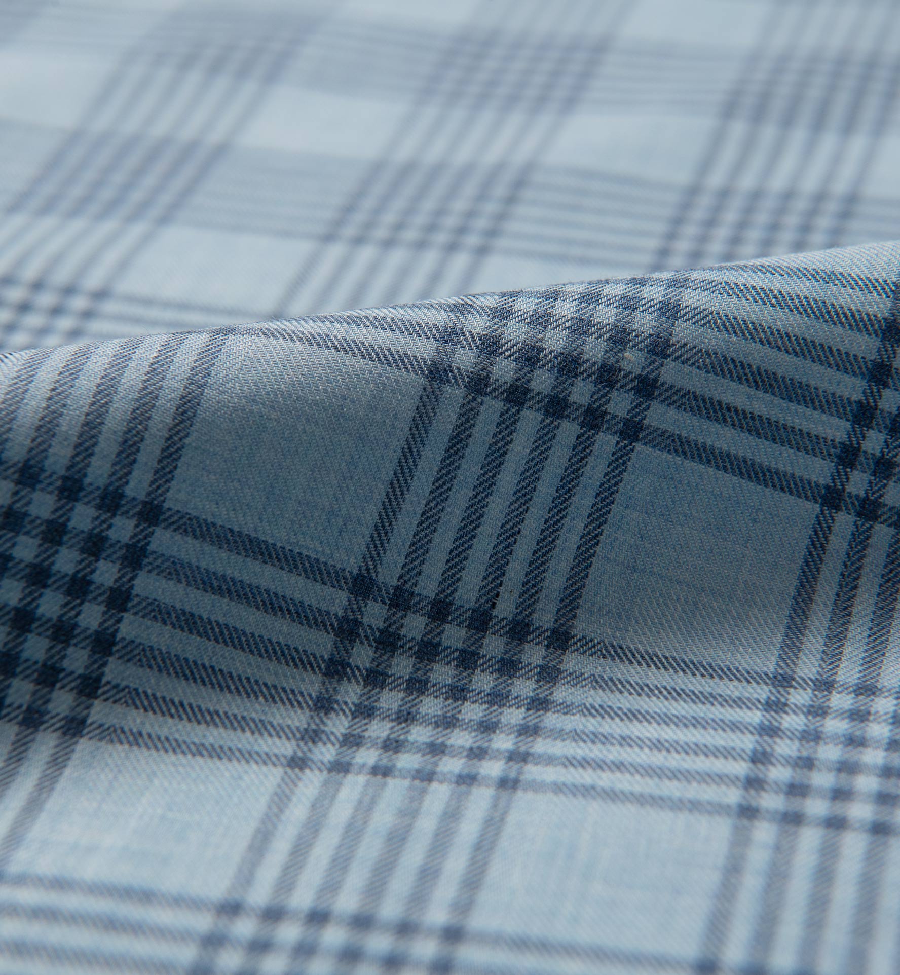 Albini Light Blue Plaid Featherweight Flannel Shirts by Proper Cloth