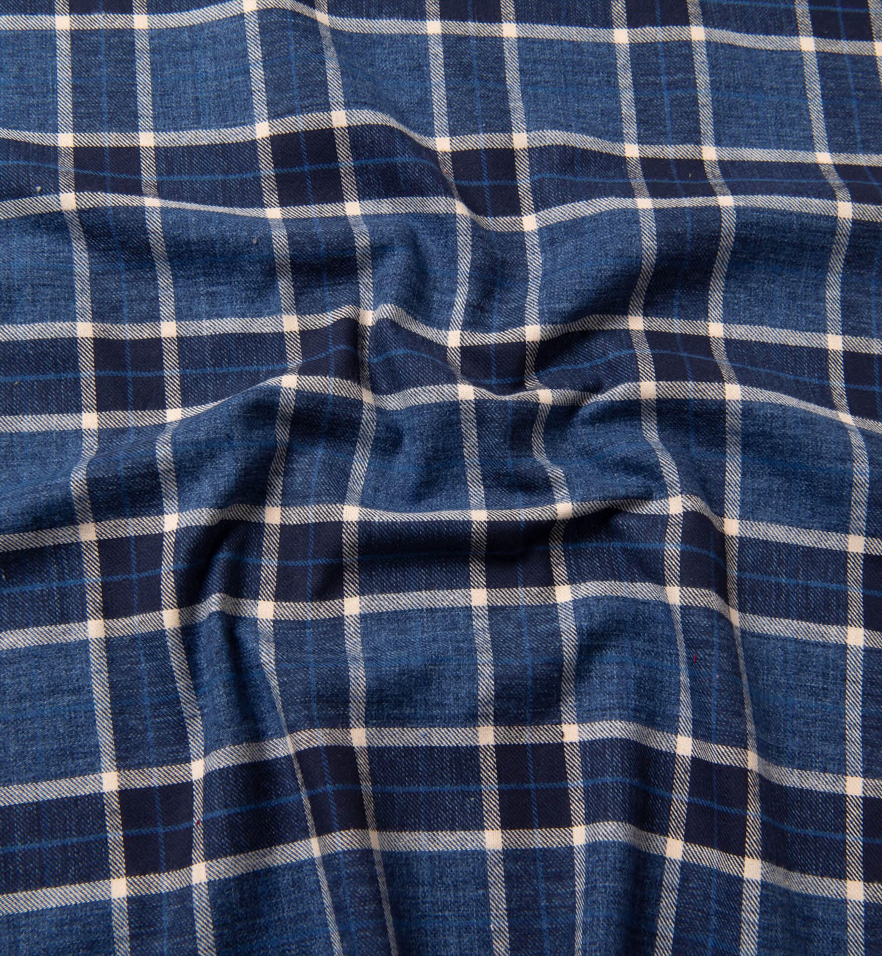 Japanese Navy Blue Faded Plaid Flannel Shirts by Proper Cloth