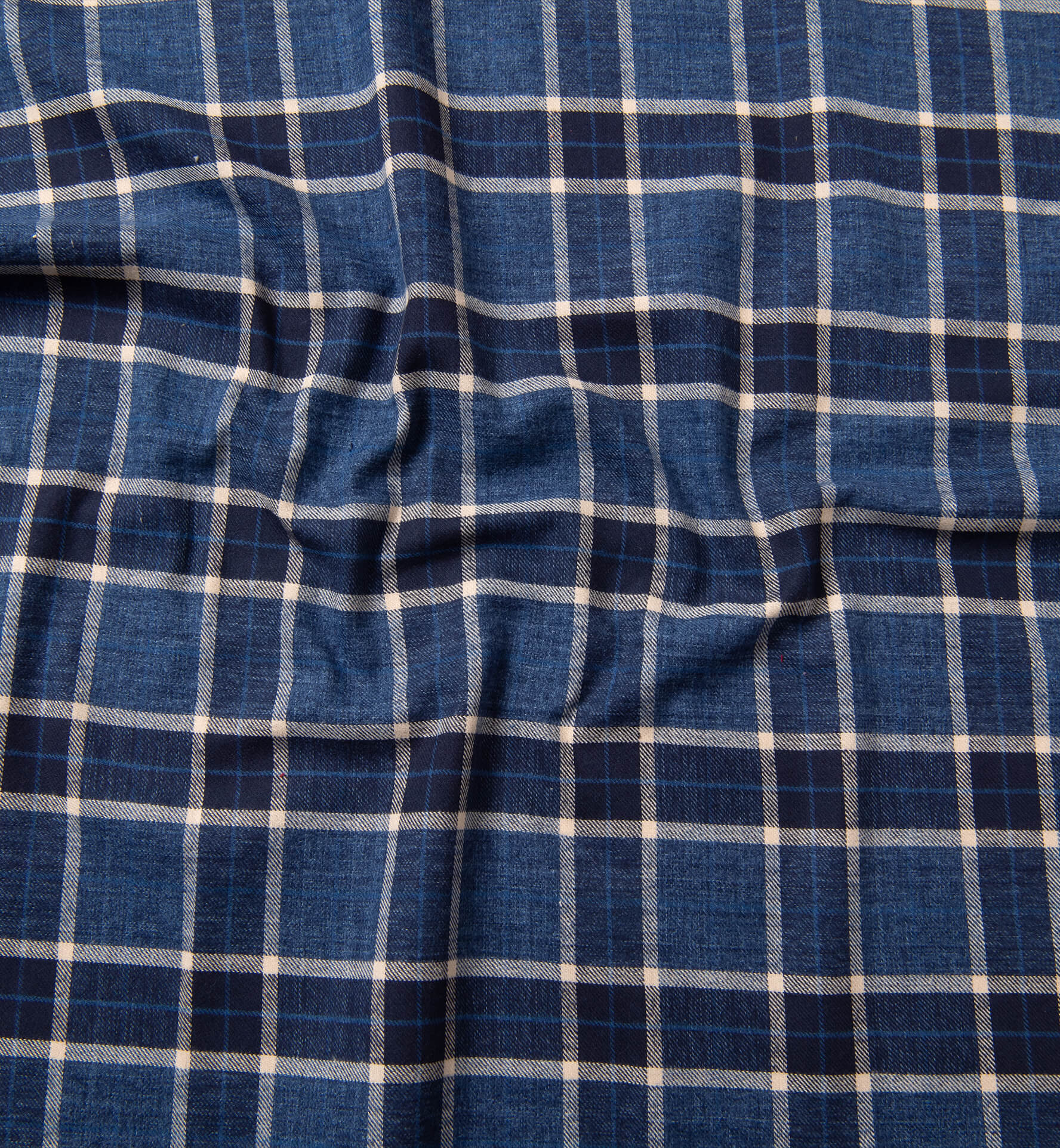 Japanese Navy Blue Faded Plaid Flannel Shirts by Proper Cloth