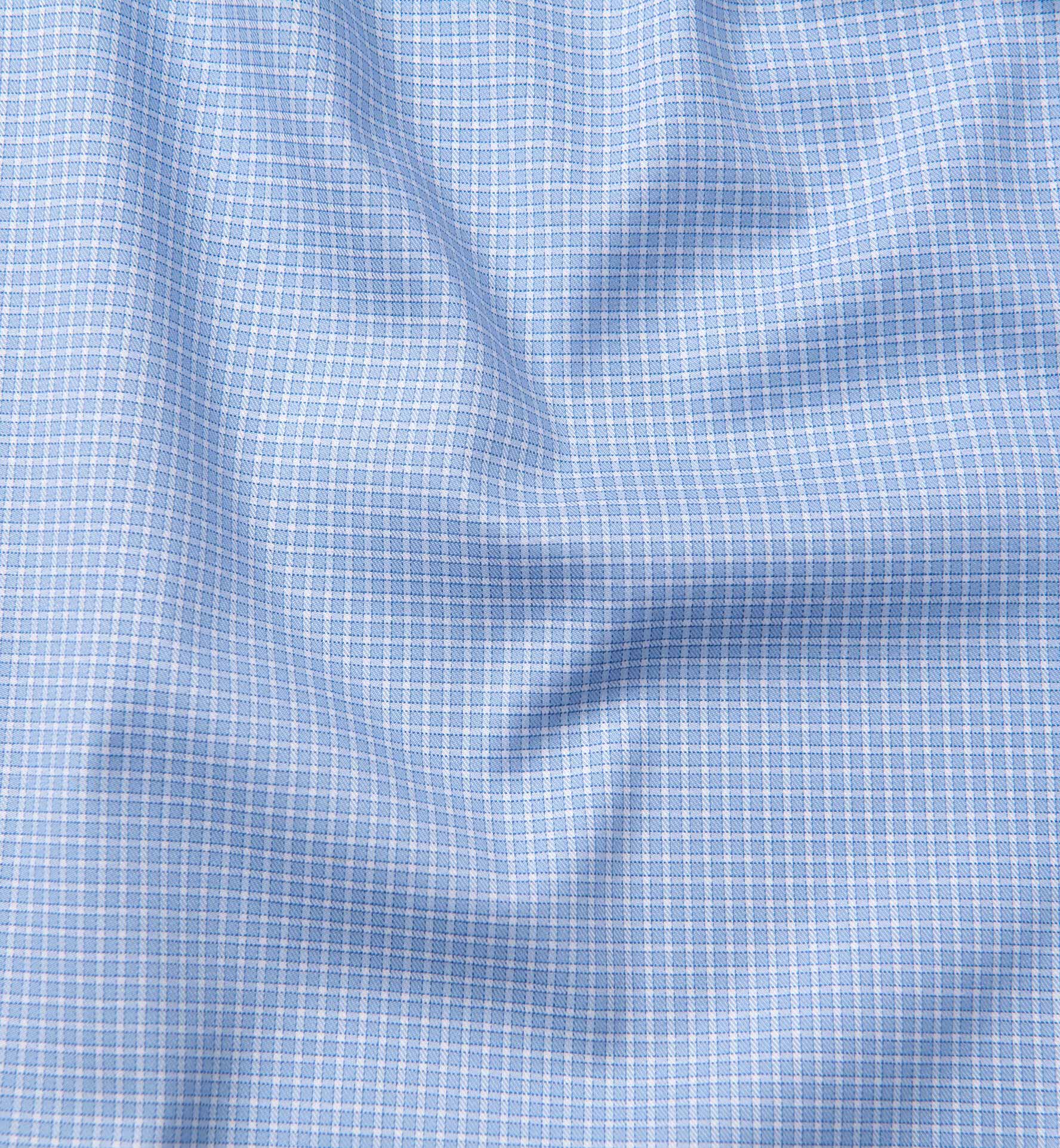 Non-Iron Stretch Blue Small Check Shirts by Proper Cloth