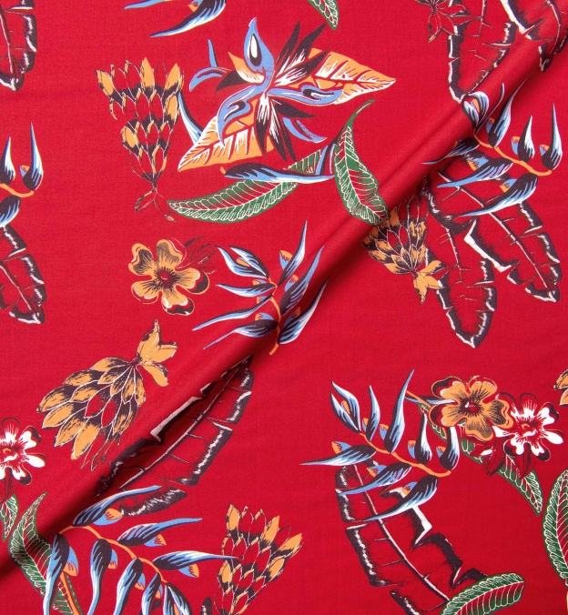 Albini Red Aloha Print Tencel Shirts by Proper Cloth