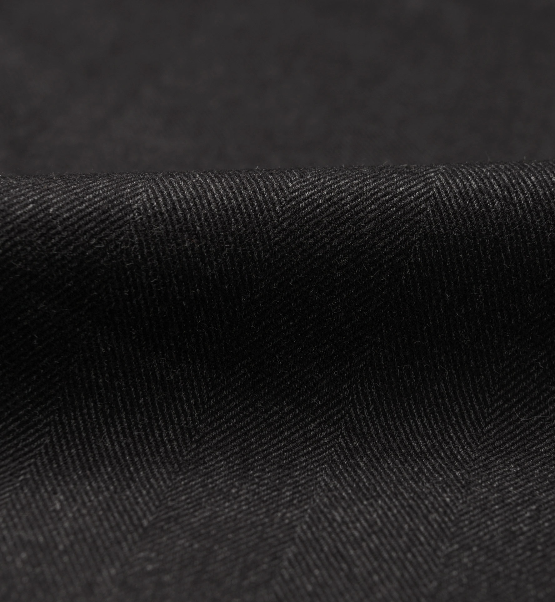 Albini Black Cotton Tencel Herringbone Flannel Shirts by Proper Cloth
