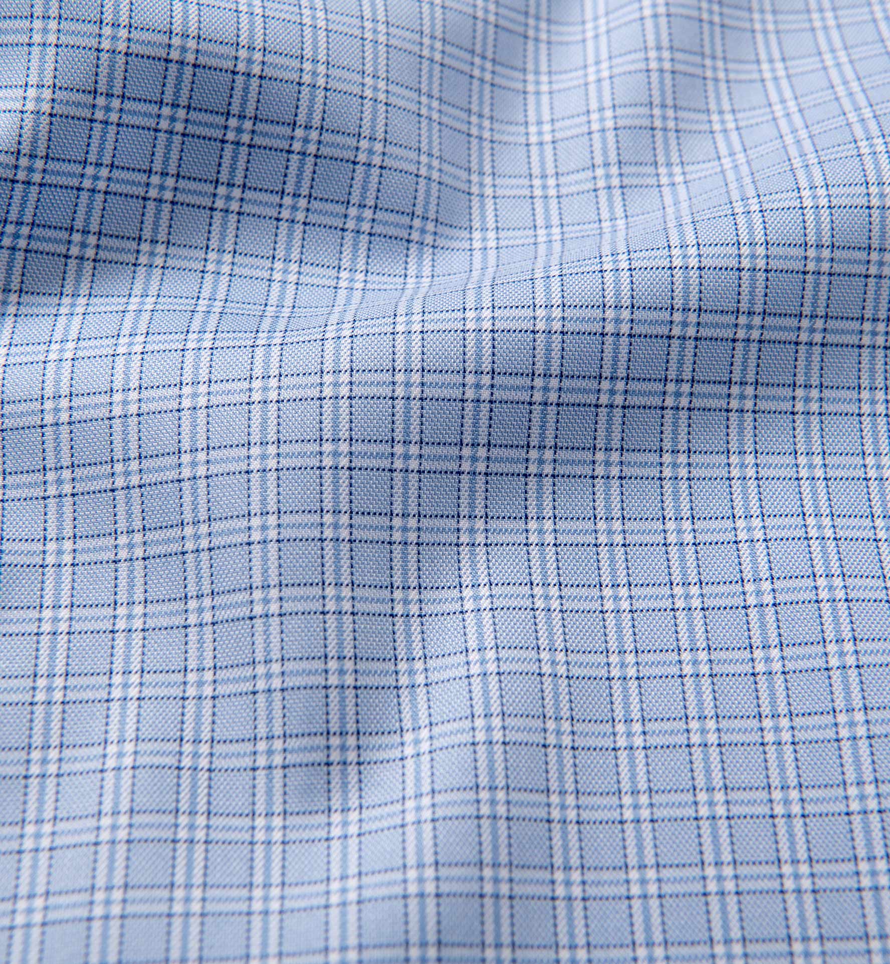 Mayfair Wrinkle-Resistant Light Blue Small Check Shirts by Proper Cloth
