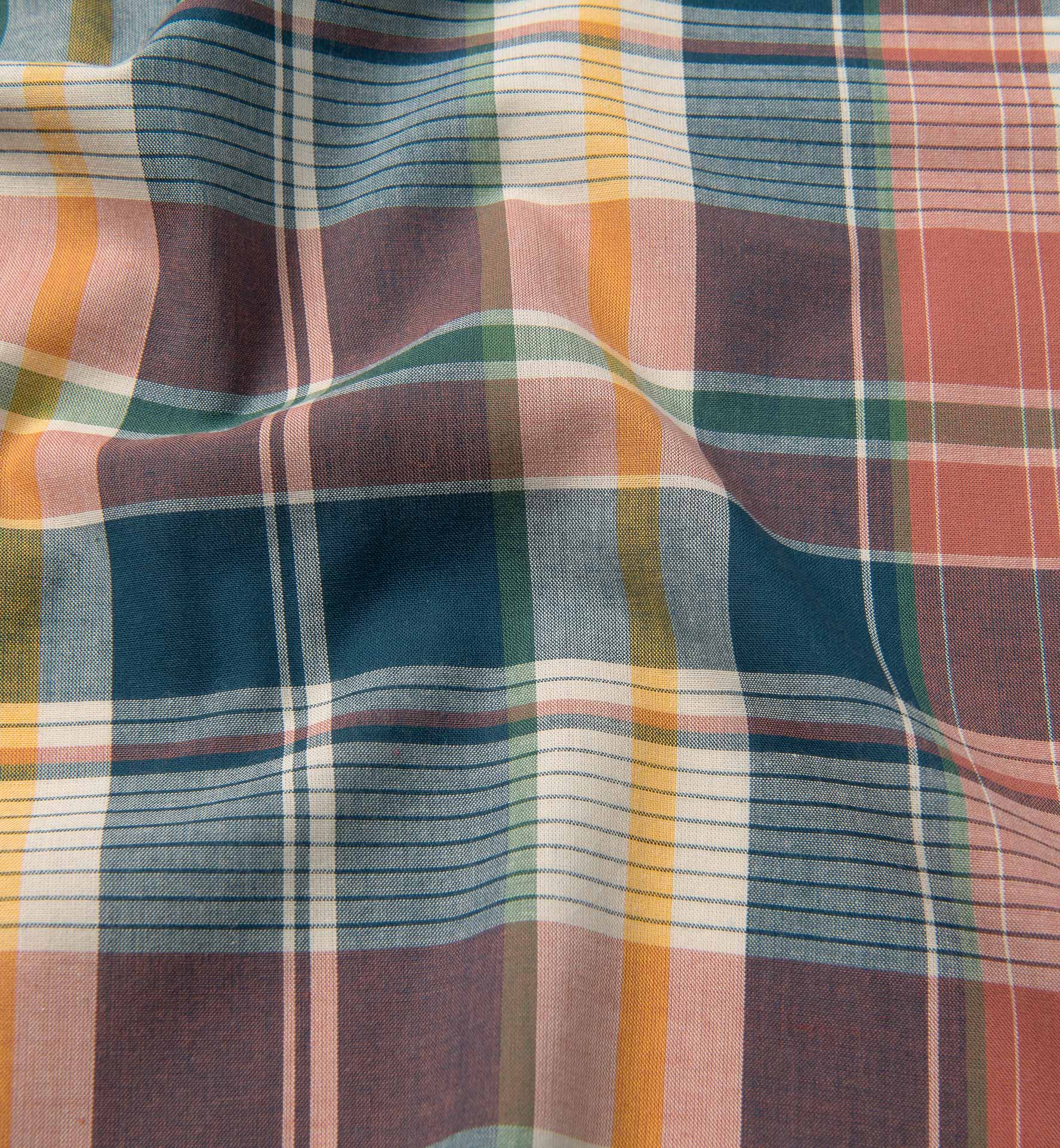 Salmon Navy and Yellow Indian Madras Shirts by Proper Cloth