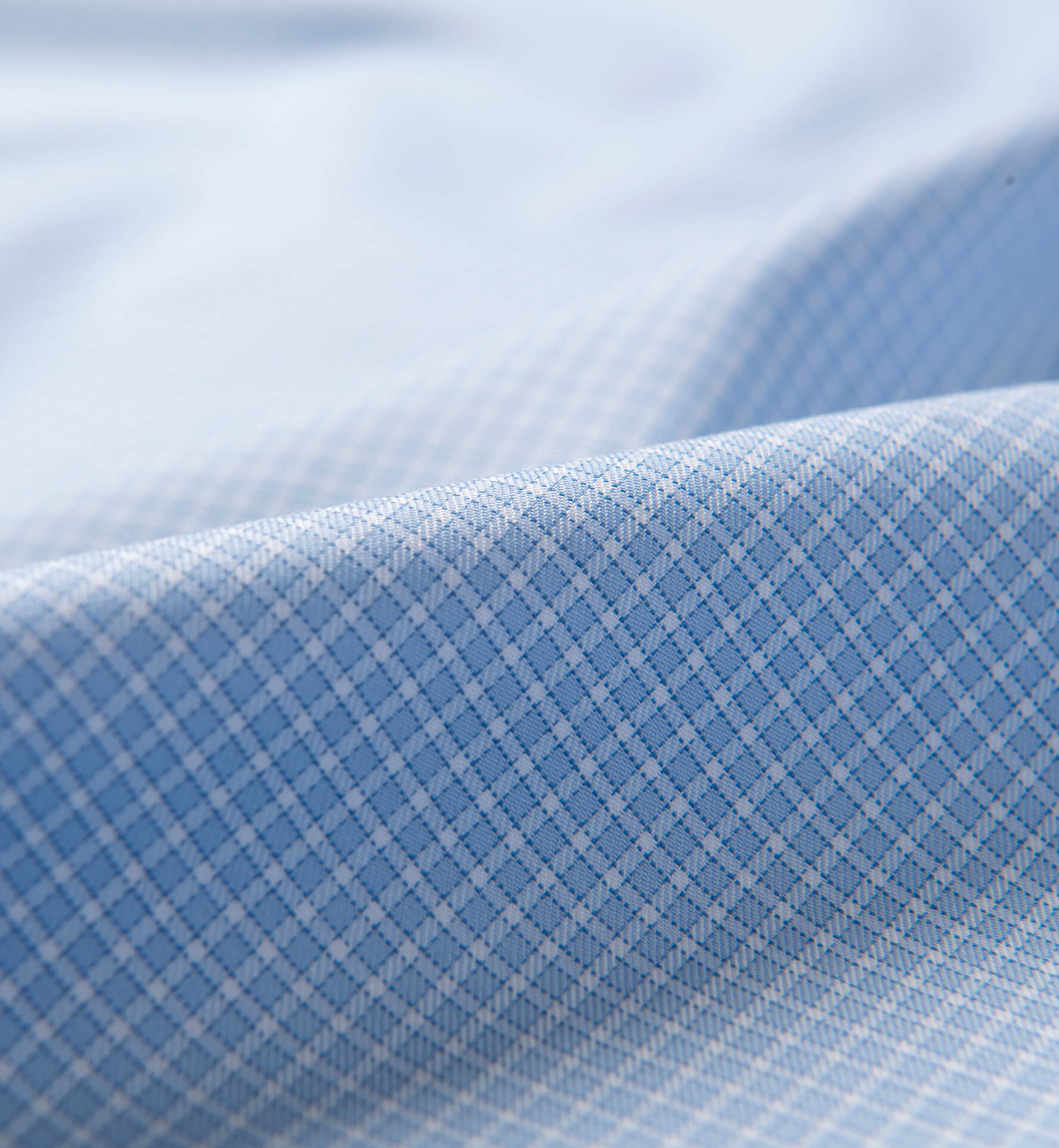 Non-Iron Stretch Blue Small Check Shirts by Proper Cloth