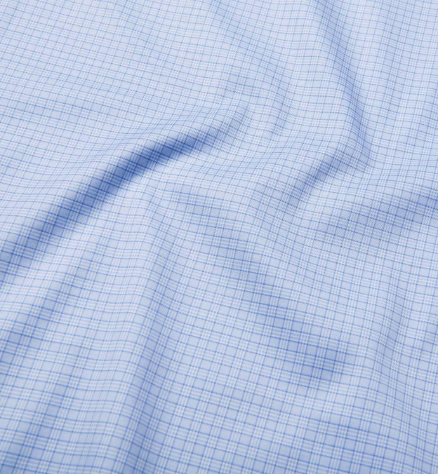 Non-Iron Stretch Light Blue Small Check Shirts by Proper Cloth