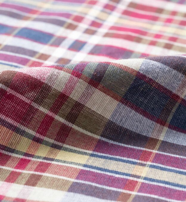 Navy Berry and Yellow Indian Madras Shirts by Proper Cloth