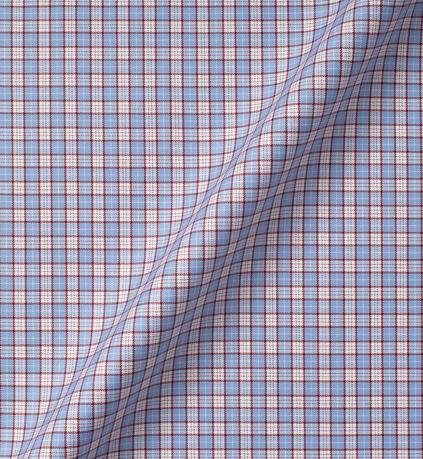Greenwich Light Blue and Red Small Check Shirts by Proper Cloth