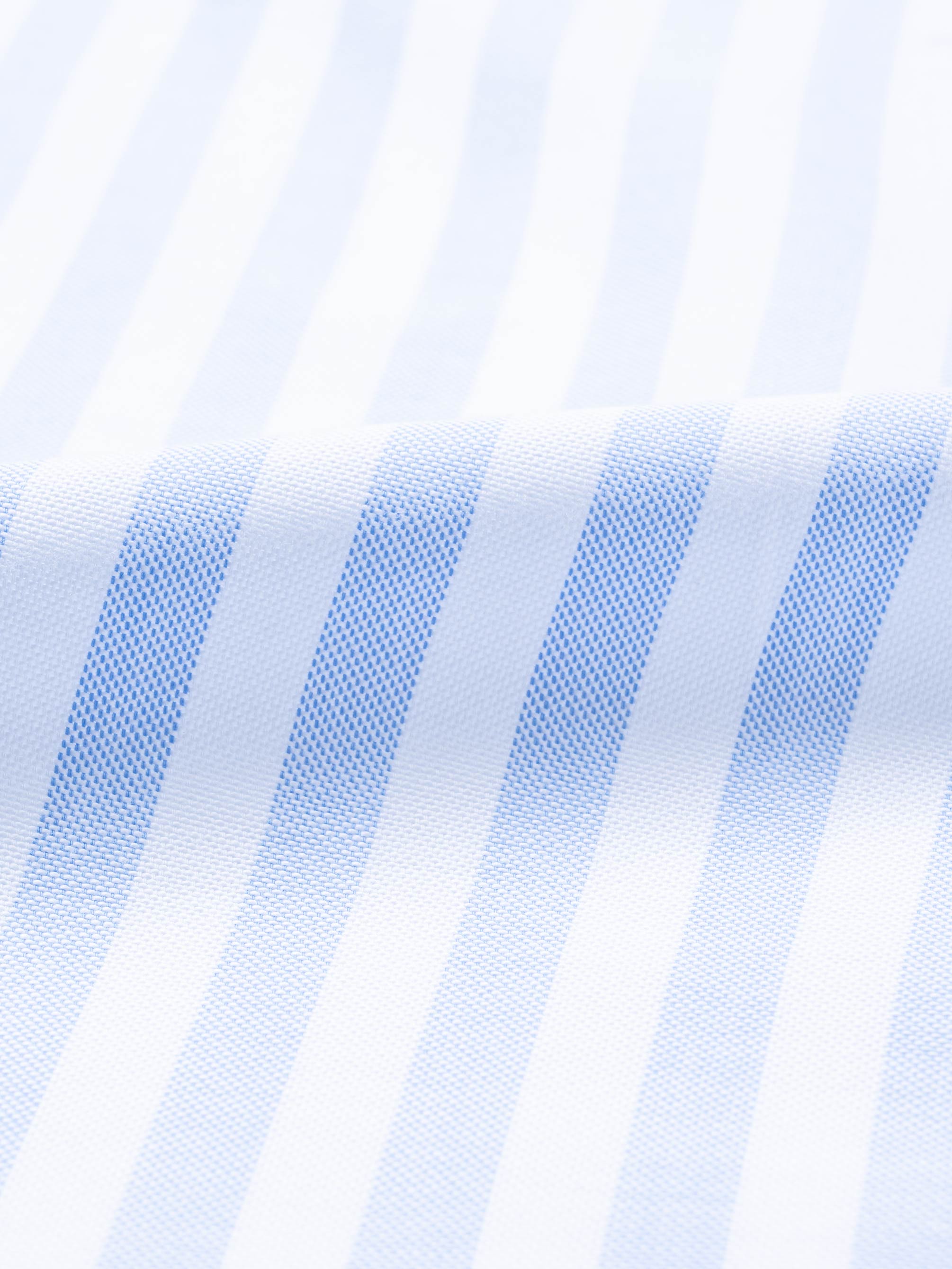 Washed Light Blue Wide Stripe Lightweight Oxford Shirts by Proper Cloth