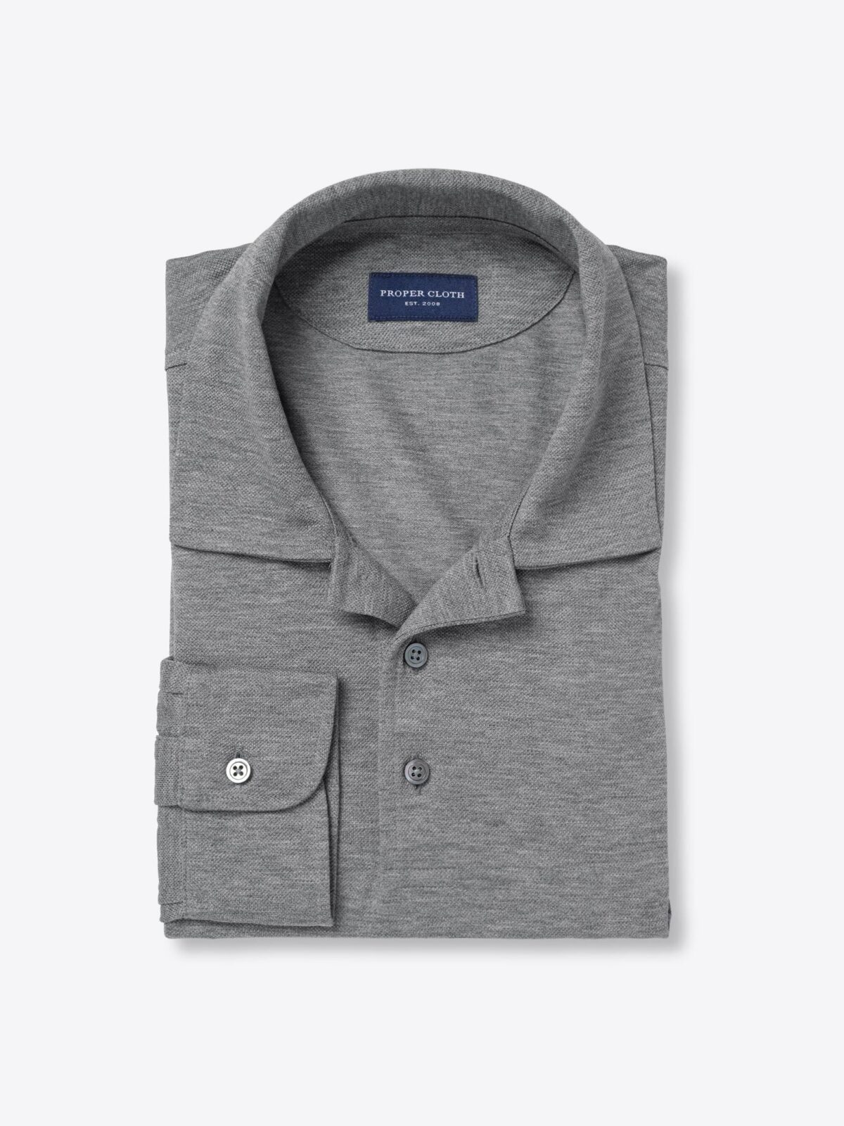Sullivan Grey Melange Easy Care Knit Shirt by Proper Cloth
