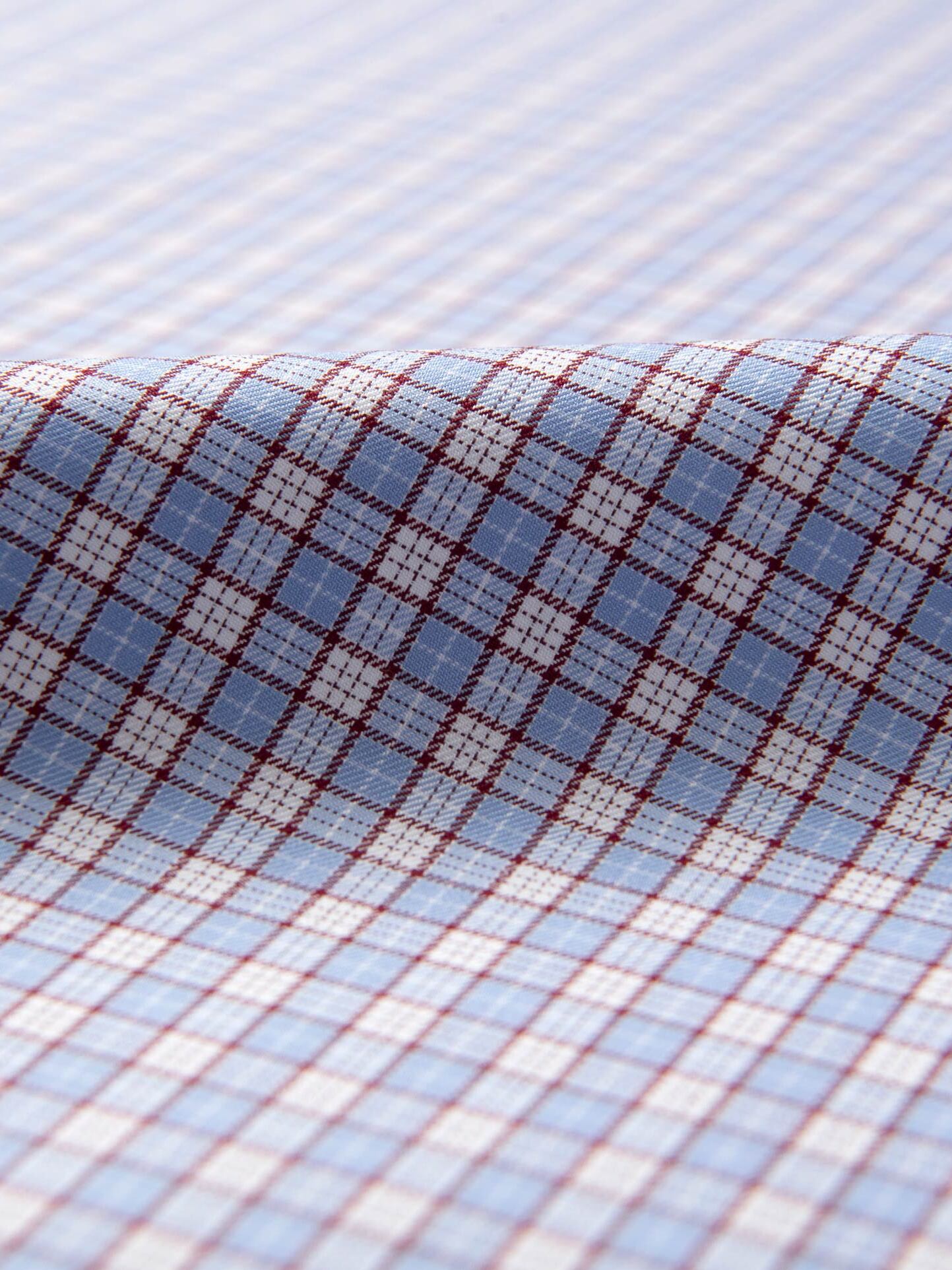 Greenwich Light Blue and Red Small Check Shirts by Proper Cloth