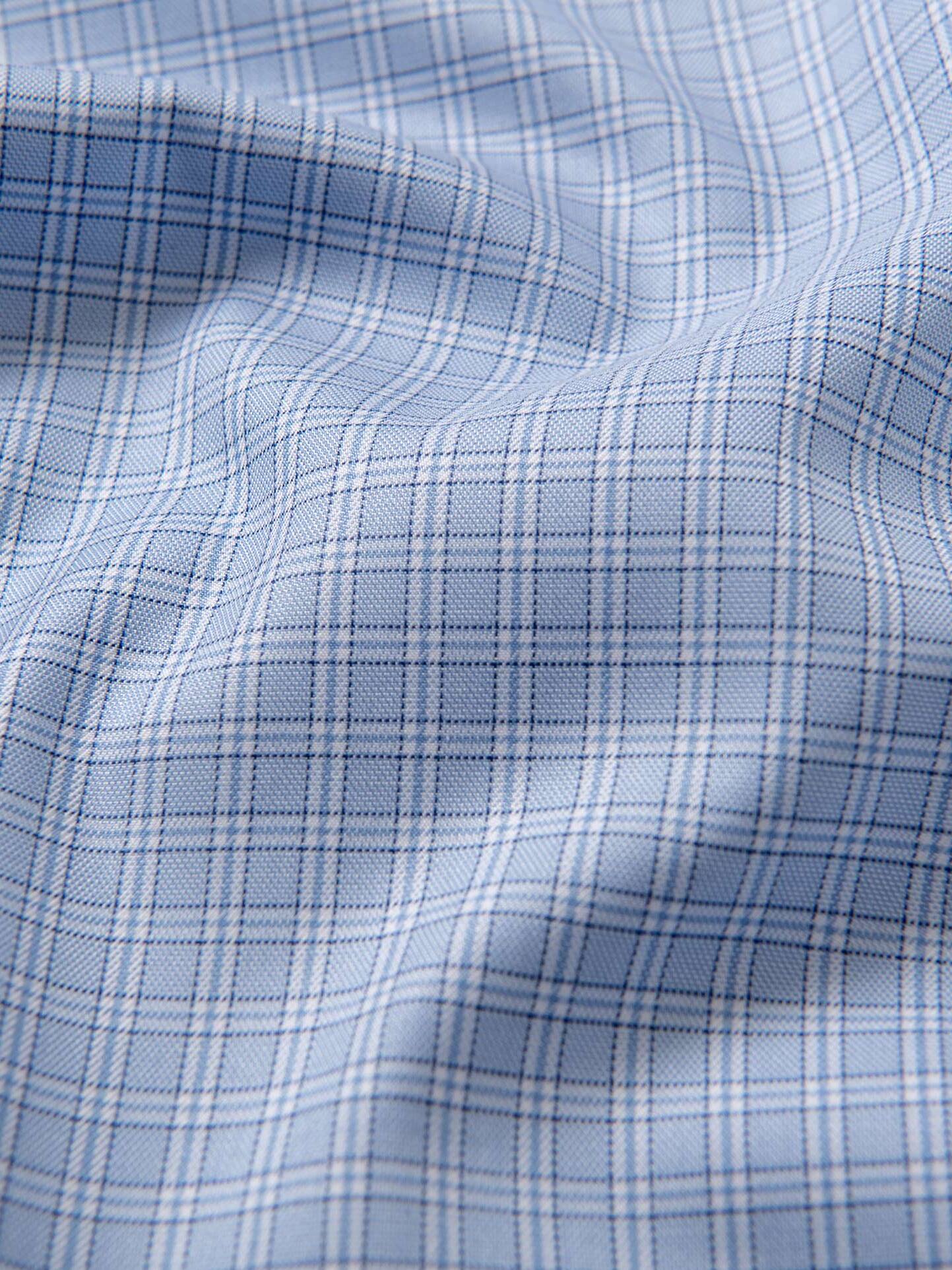 Mayfair Wrinkle-Resistant Light Blue Small Check Shirts by Proper Cloth