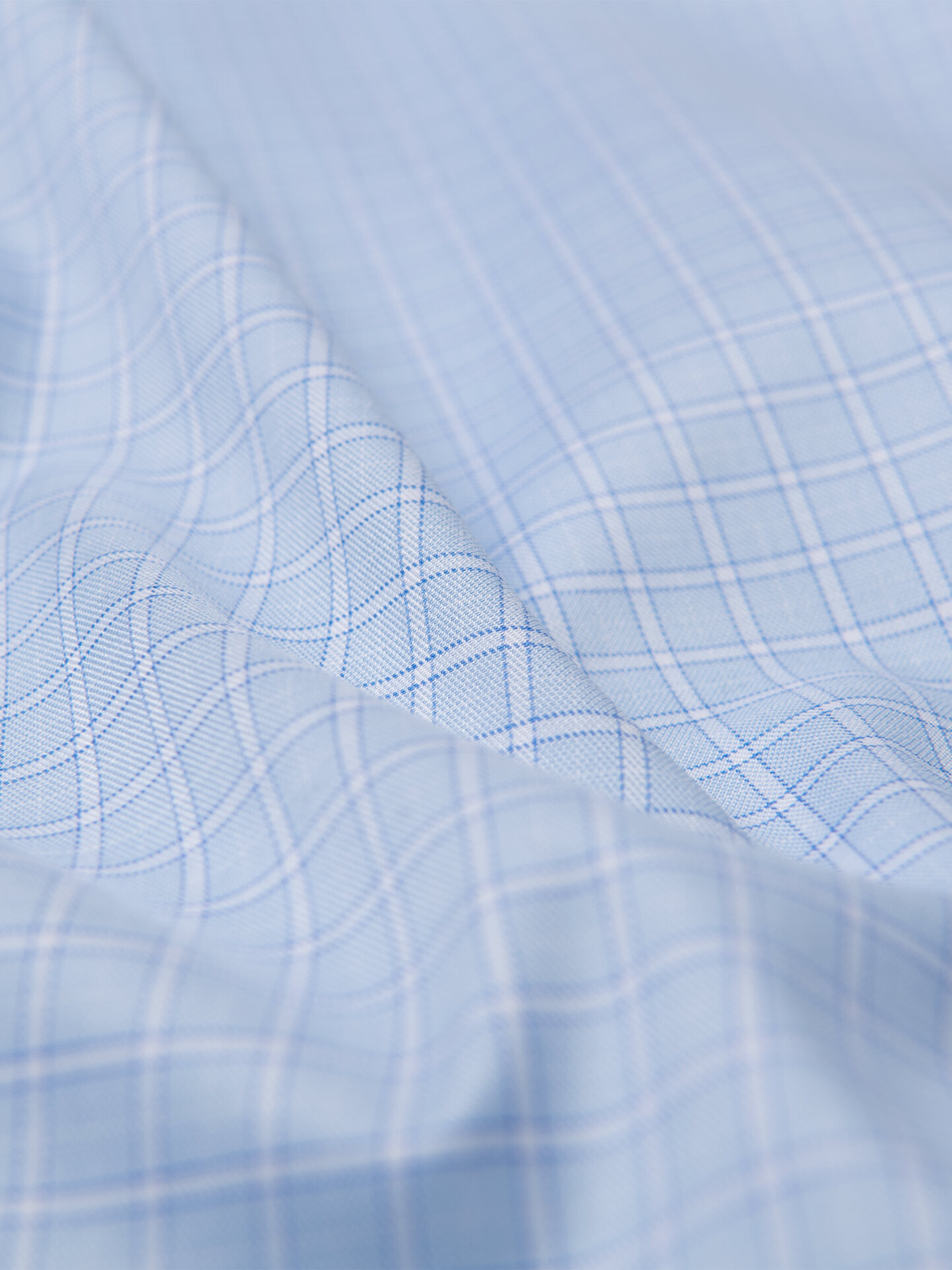 Non-Iron Stretch Light Blue Grid Shirts by Proper Cloth
