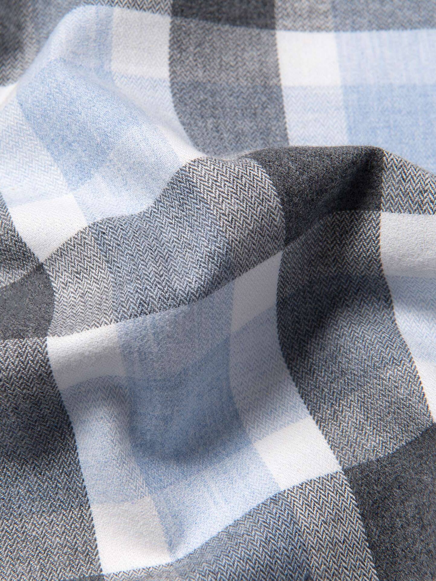 Light Blue and Grey Large Gingham Flannel Shirts by Proper Cloth