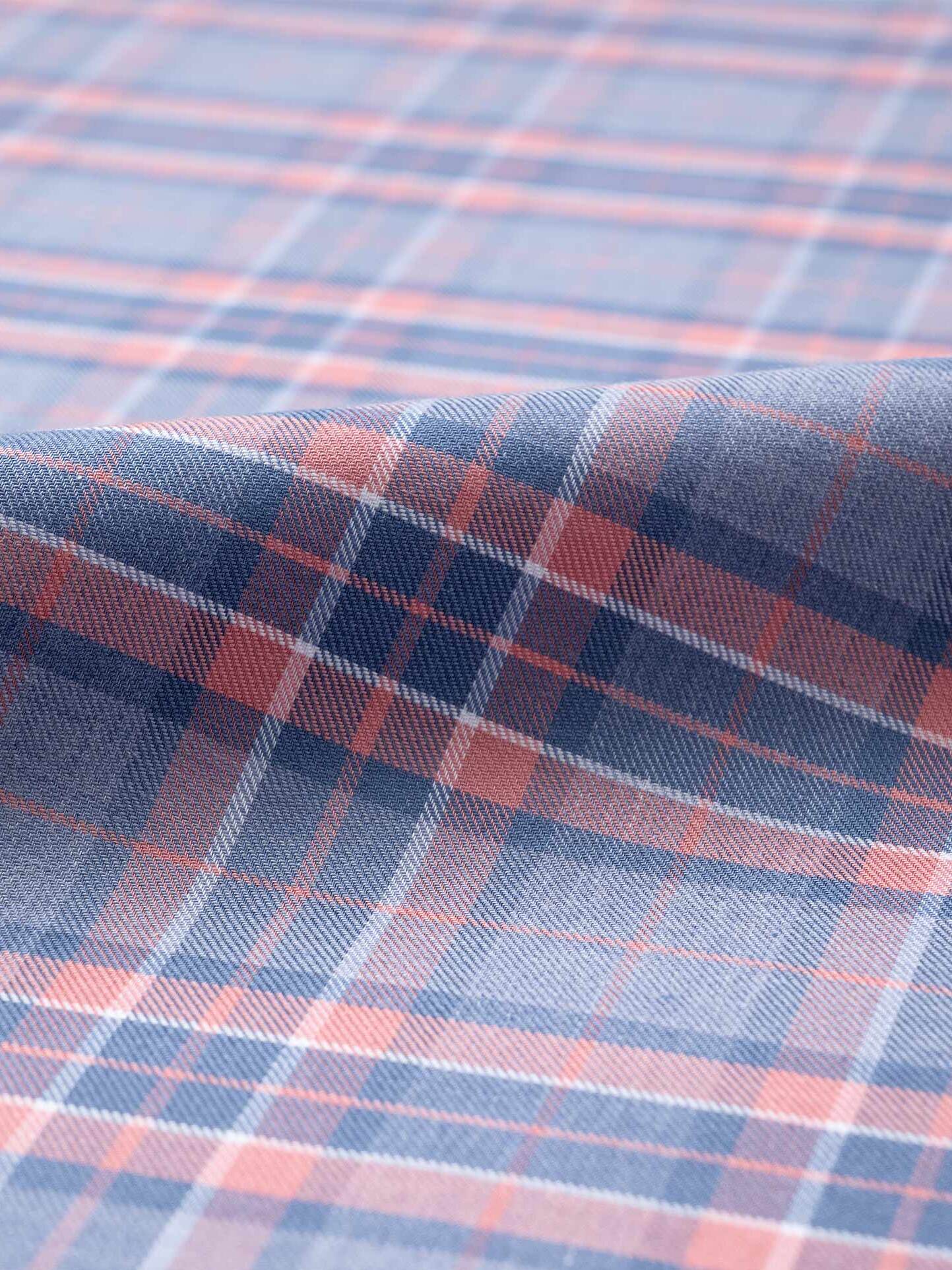 Malibu Slate and Salmon Cotton Lyocell Stretch Plaid Shirts by Proper Cloth