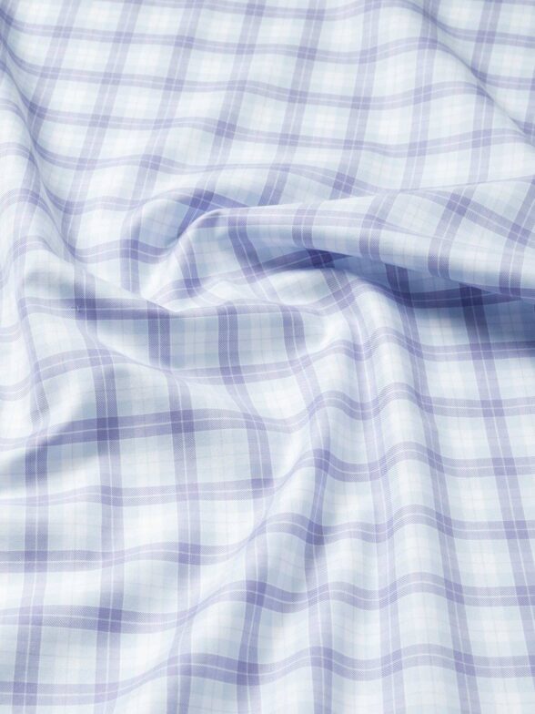 Portuguese 120s Light Blue and Lavender Multi Check Shirts by Proper Cloth
