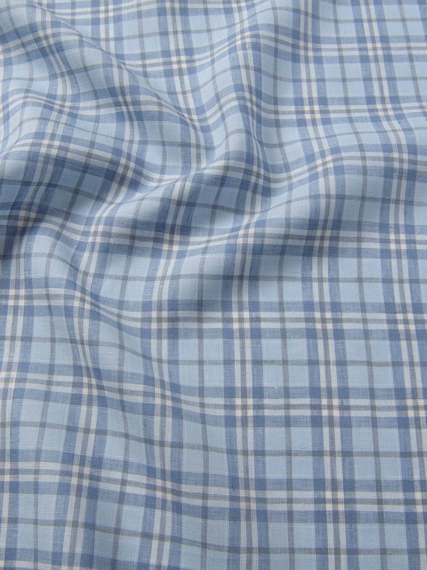 Portuguese Light Blue Plaid Linen Shirts by Proper Cloth