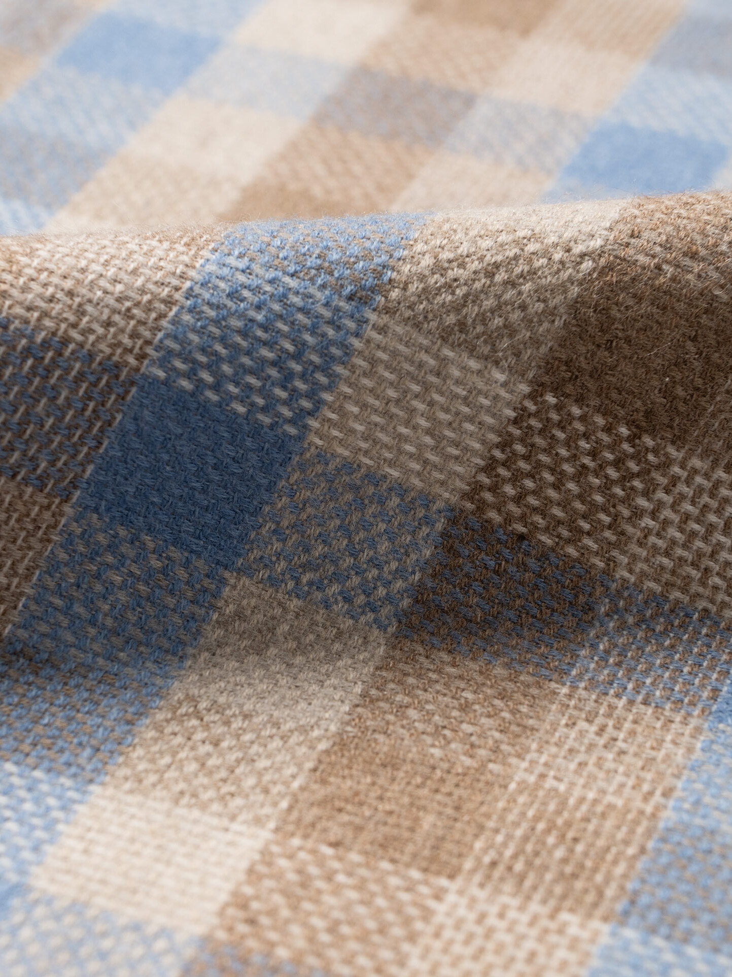 Porto Portuguese Beige and Light Blue Gingham Flannel Shirts by Proper ...