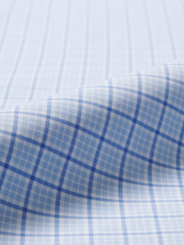 Thomas Mason Non-Iron Light Blue and Navy Multi Check Shirts by Proper ...