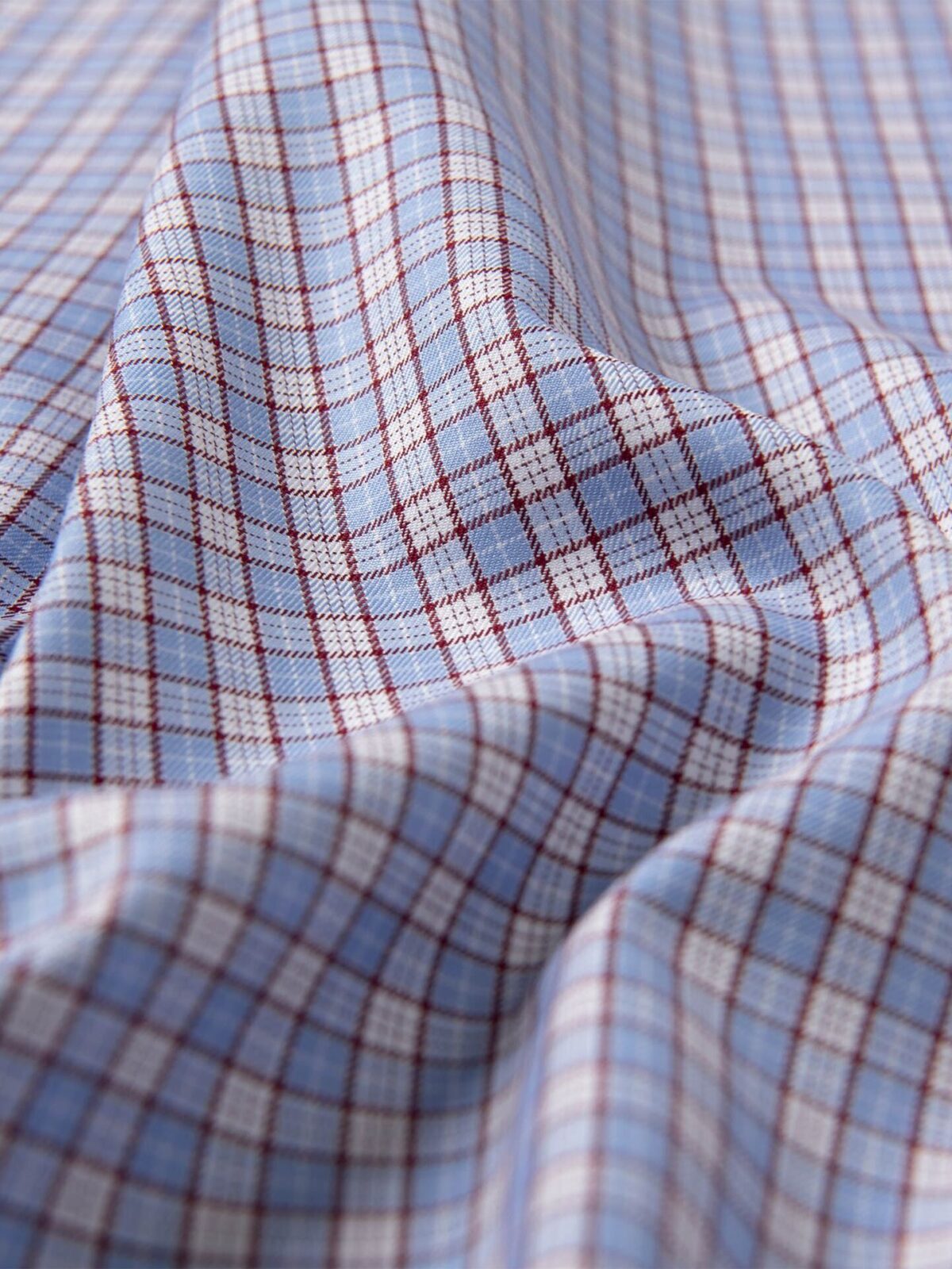 Greenwich Light Blue and Red Small Check Shirts by Proper Cloth