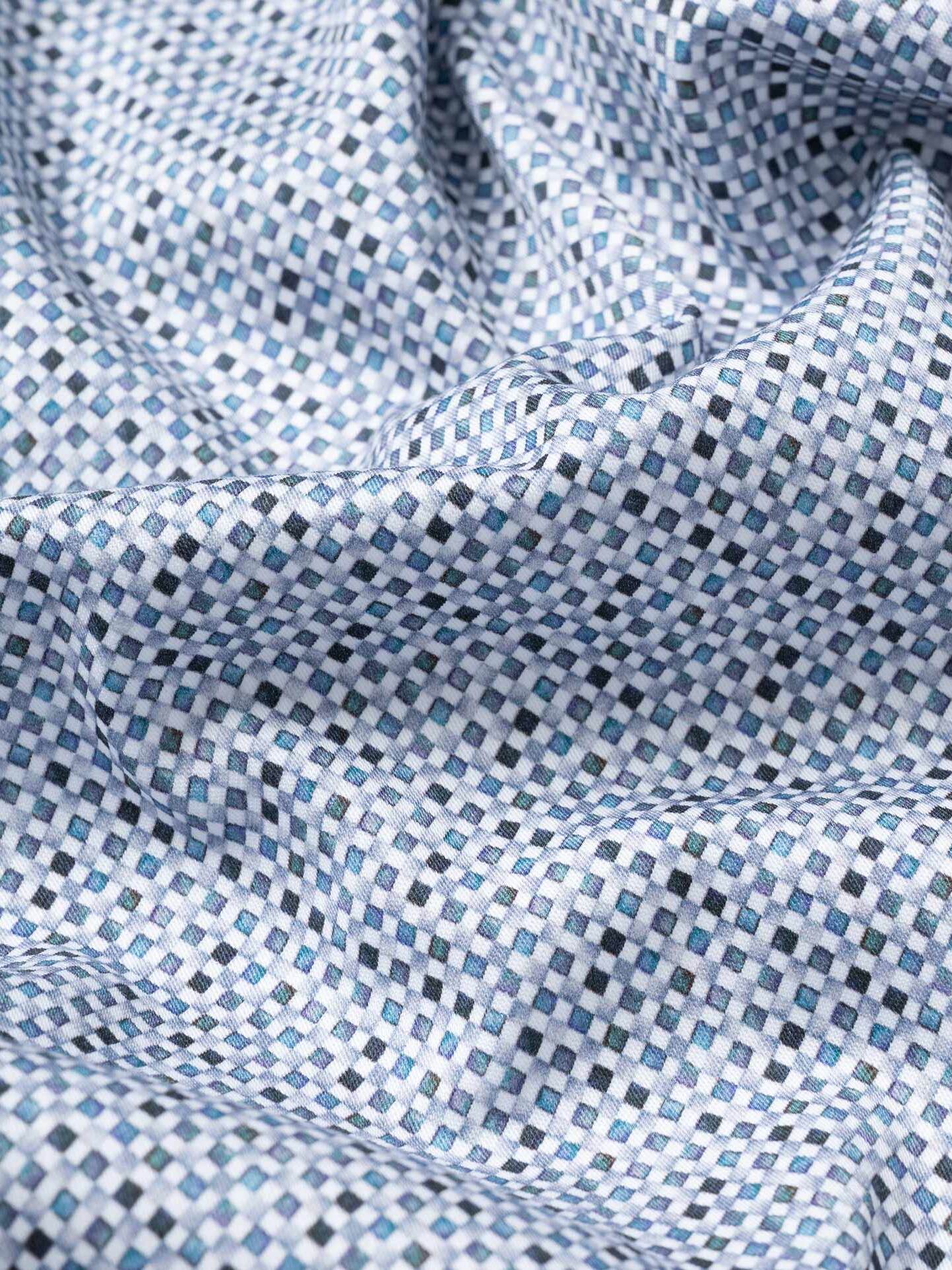 Organic Stretch Cotton Blue Micro Tile Print Shirts by Proper Cloth
