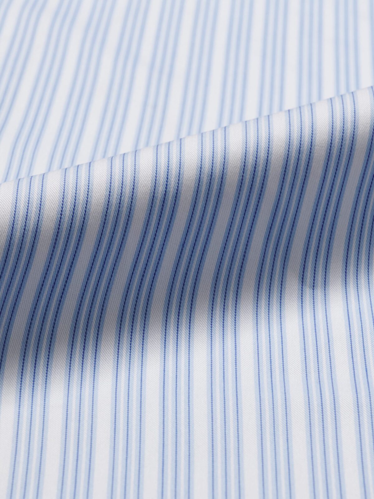 Thomas Mason Non-Iron Light Blue and Navy Fancy Stripe Shirts by Proper ...