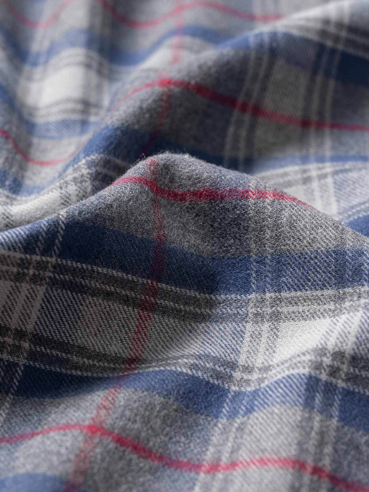 Kent Grey and Blue Plaid Lightweight Flannel Shirts by Proper Cloth