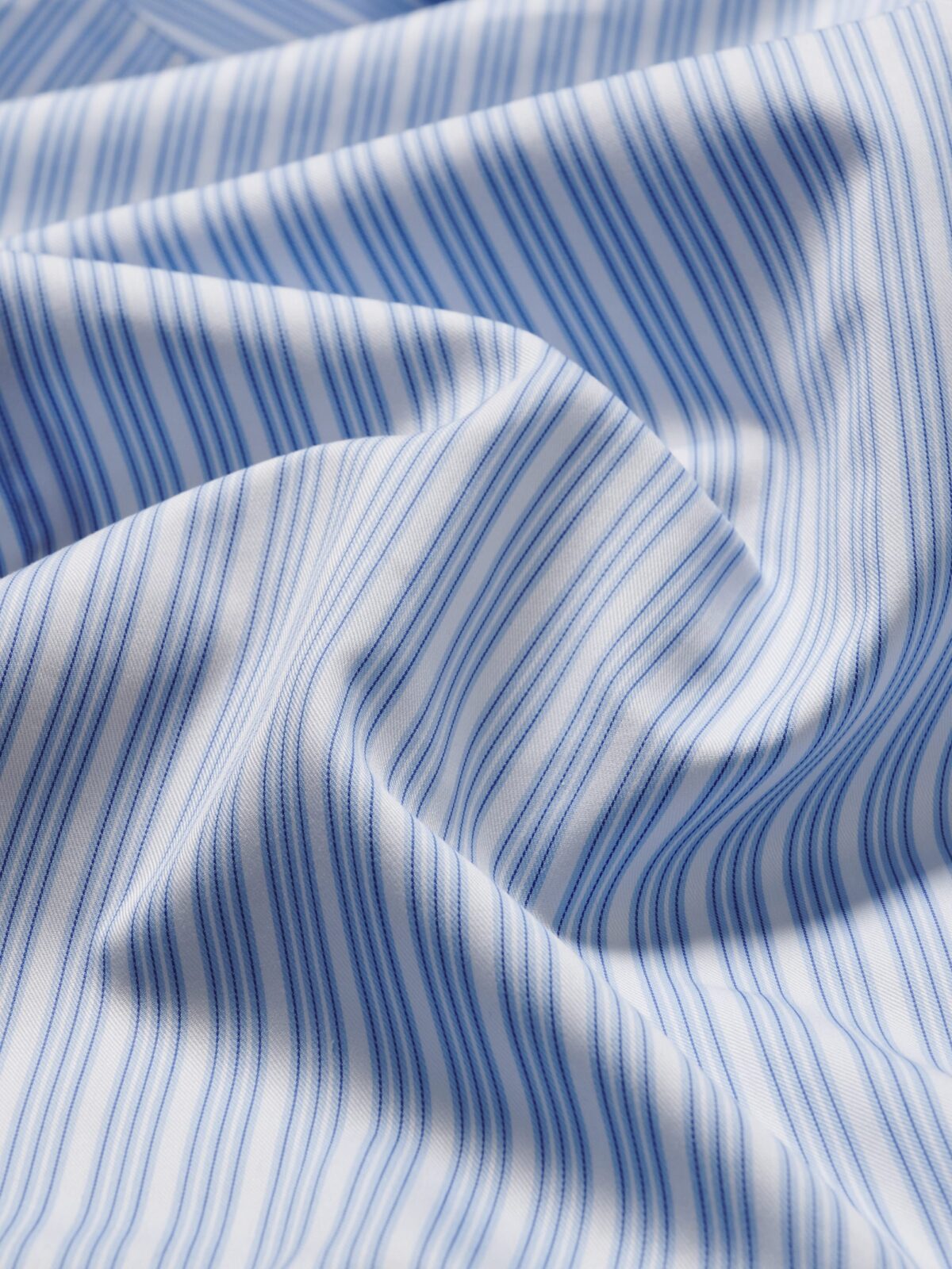 Thomas Mason Non-Iron Light Blue and Navy Fancy Stripe Shirts by Proper ...