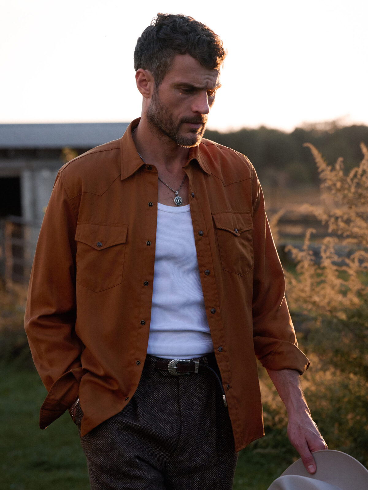 The Laramie Tencel Western Shirt in Saffron