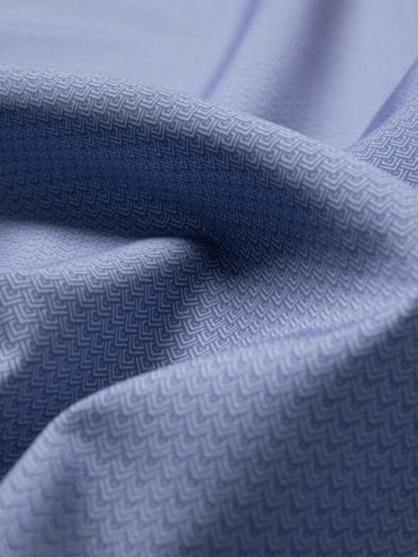 Reda Blue Geo Print Merino Wool Shirts by Proper Cloth