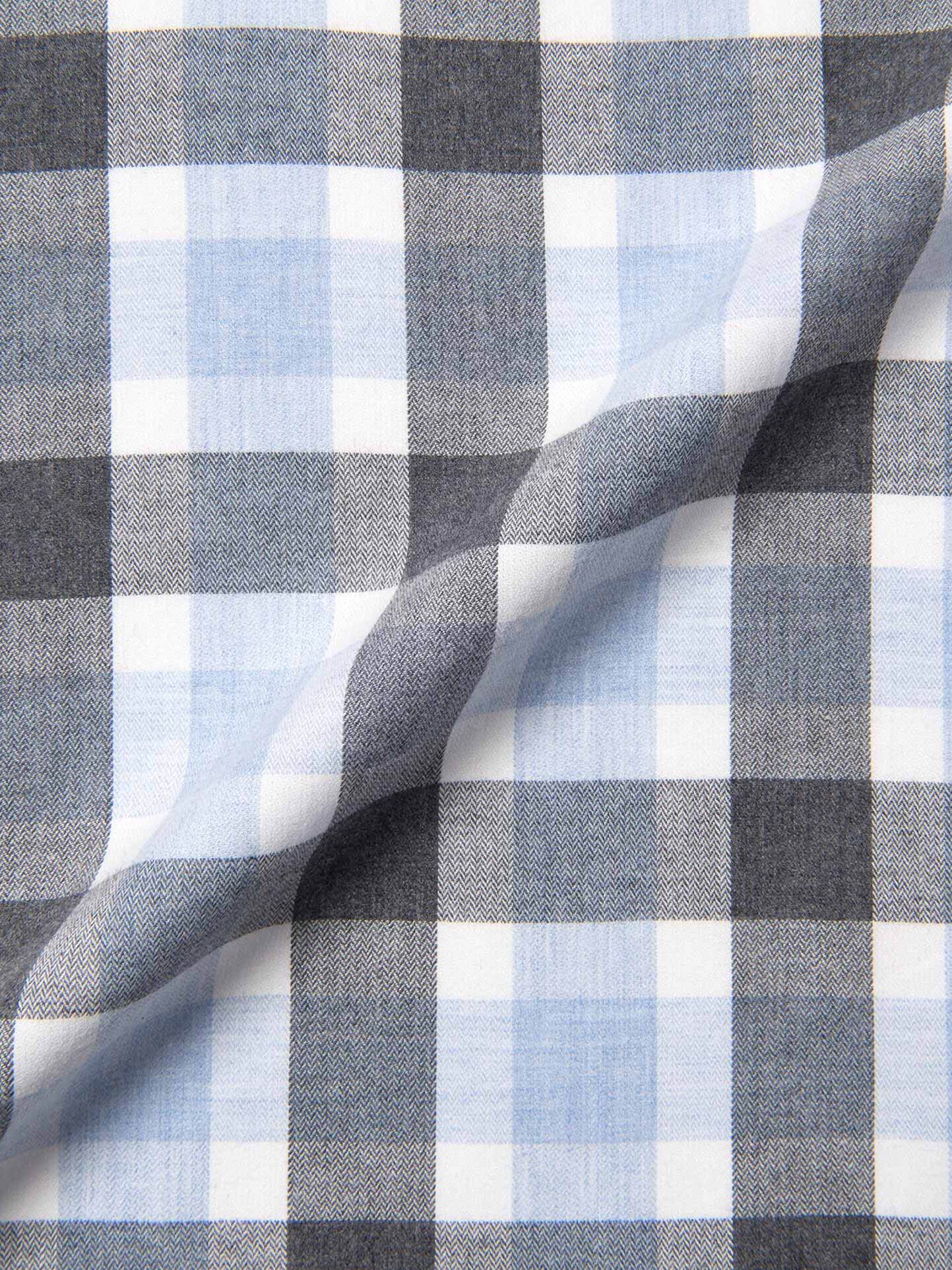 Light Blue and Grey Large Gingham Flannel Shirts by Proper Cloth