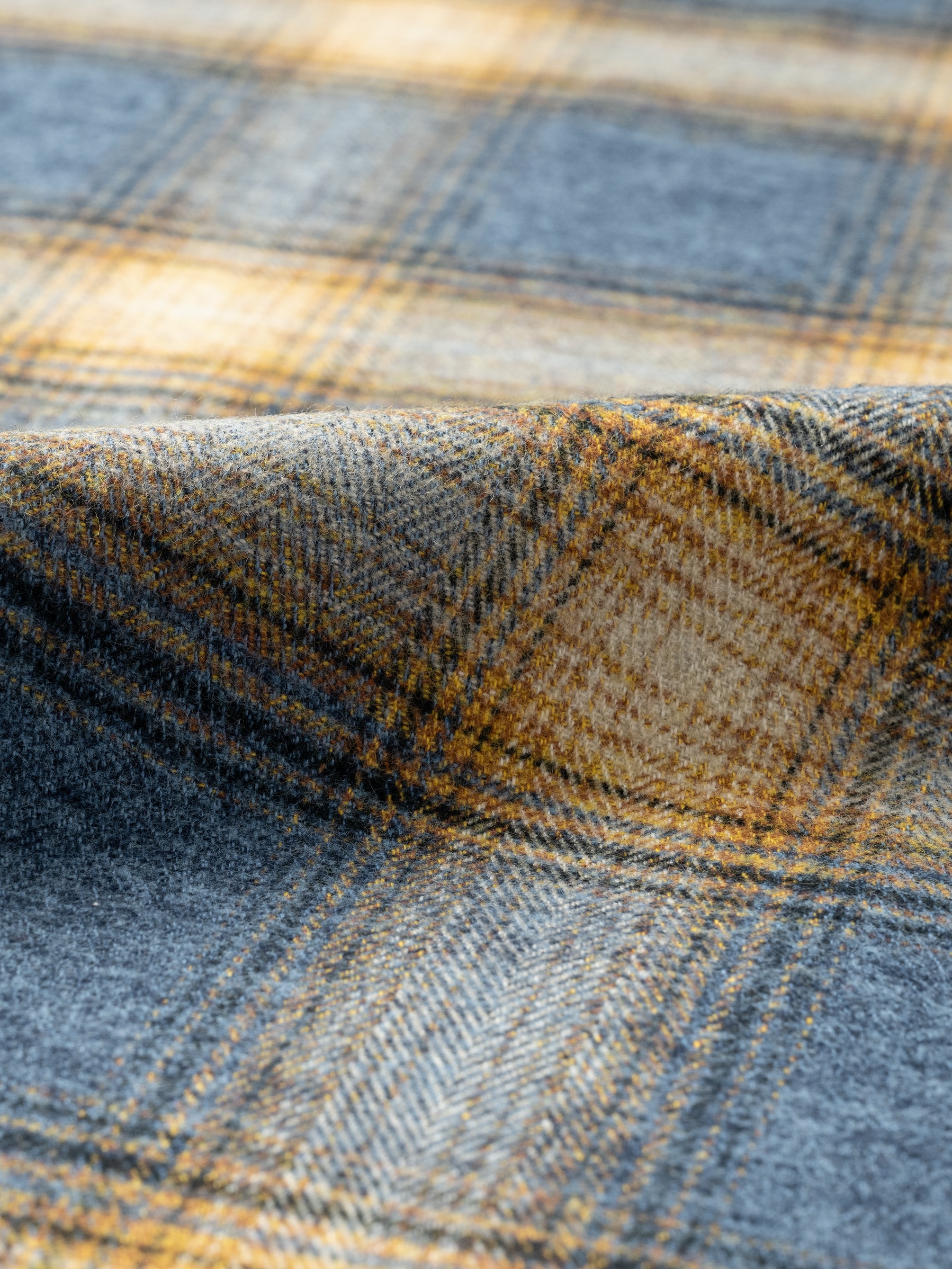 Japanese Blue and Gold Ombre Plaid Flannel Shirts by Proper Cloth