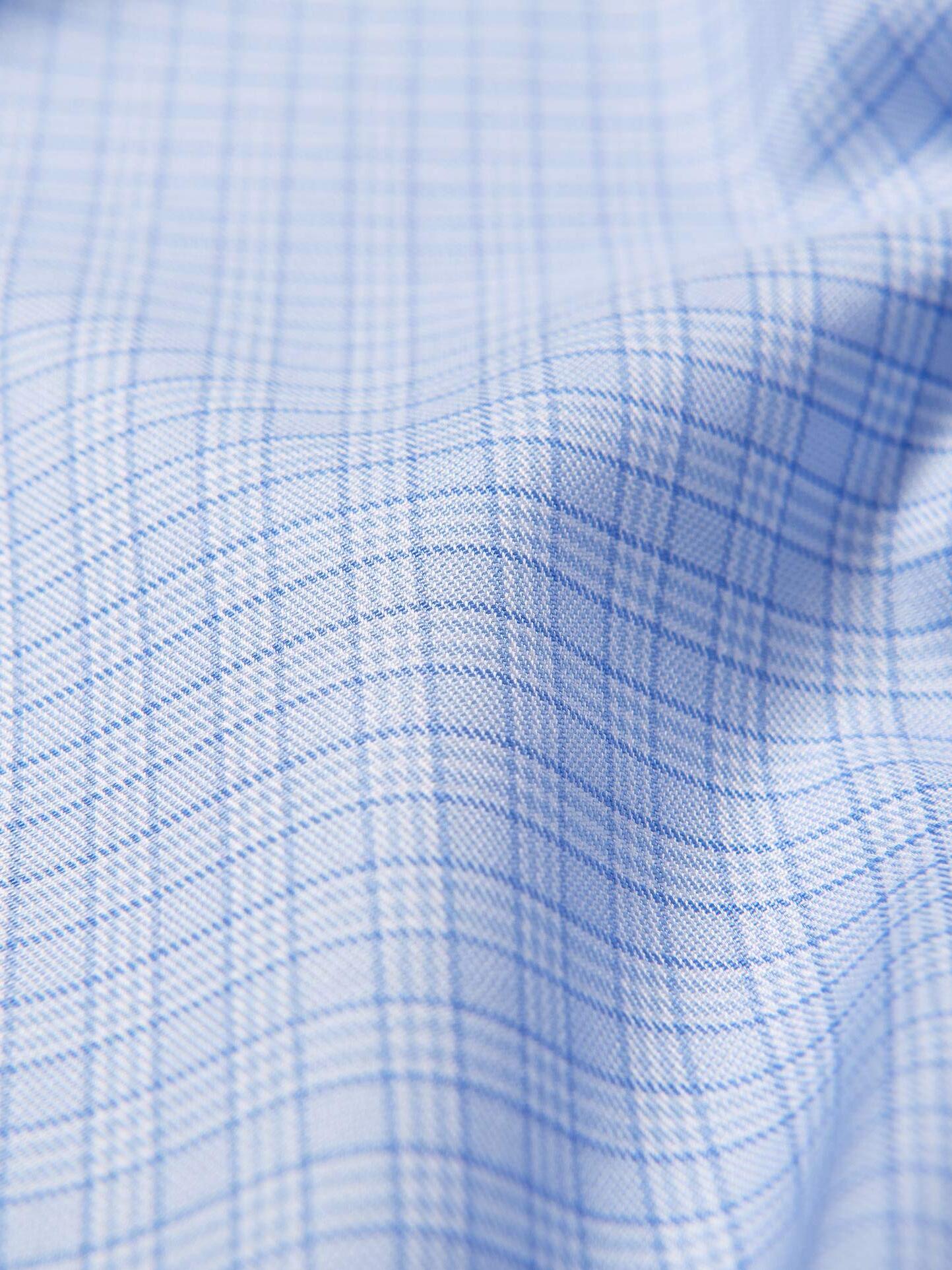 Non-Iron Stretch Light Blue Small Check Shirts by Proper Cloth