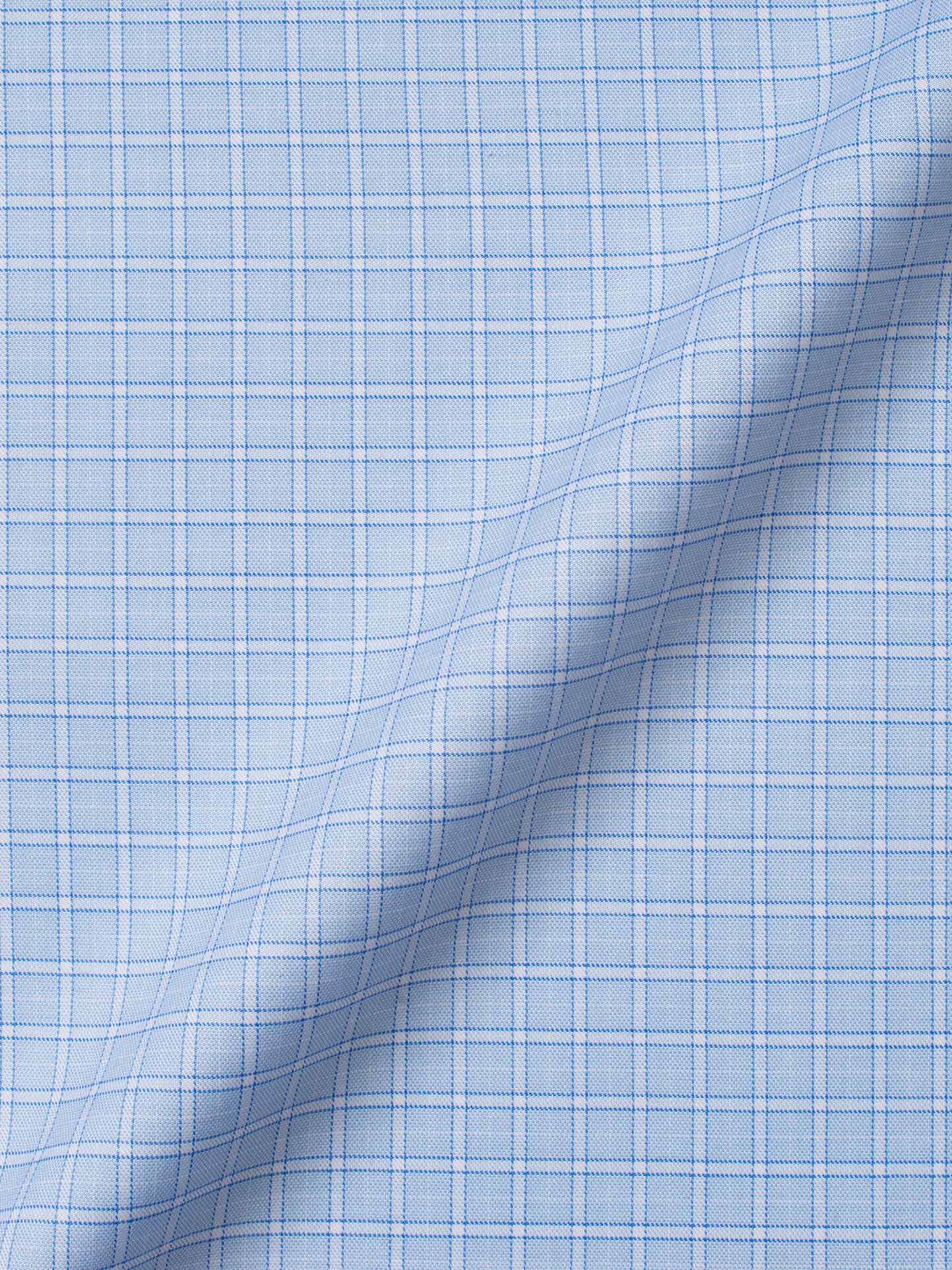 Non-Iron Stretch Light Blue Grid Shirts by Proper Cloth