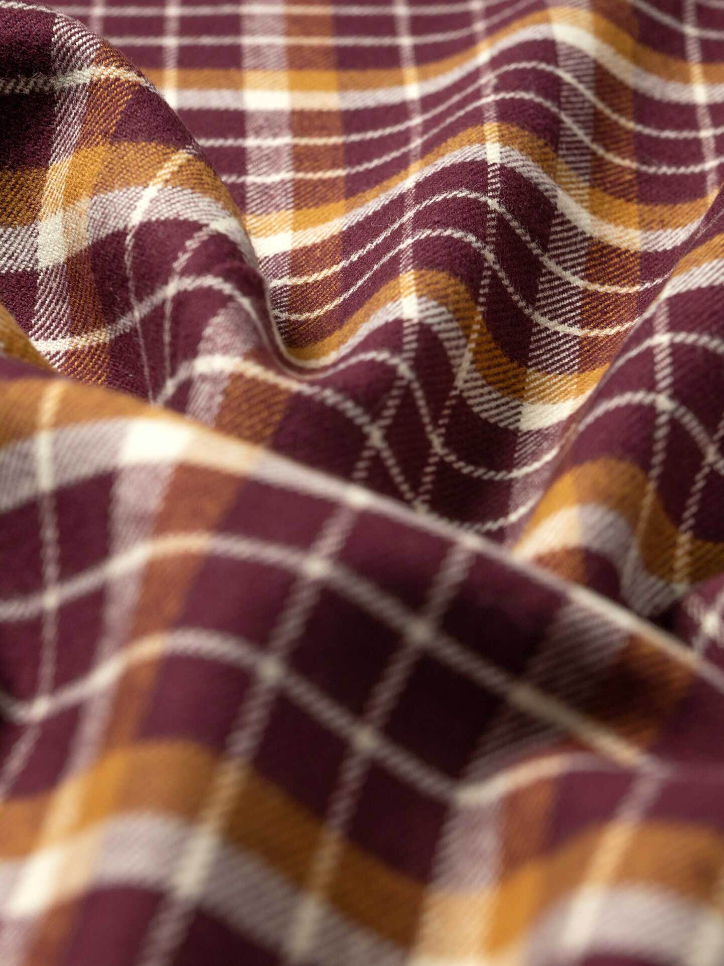 Stowe Burgundy and Gold Check Flannel Shirts by Proper Cloth