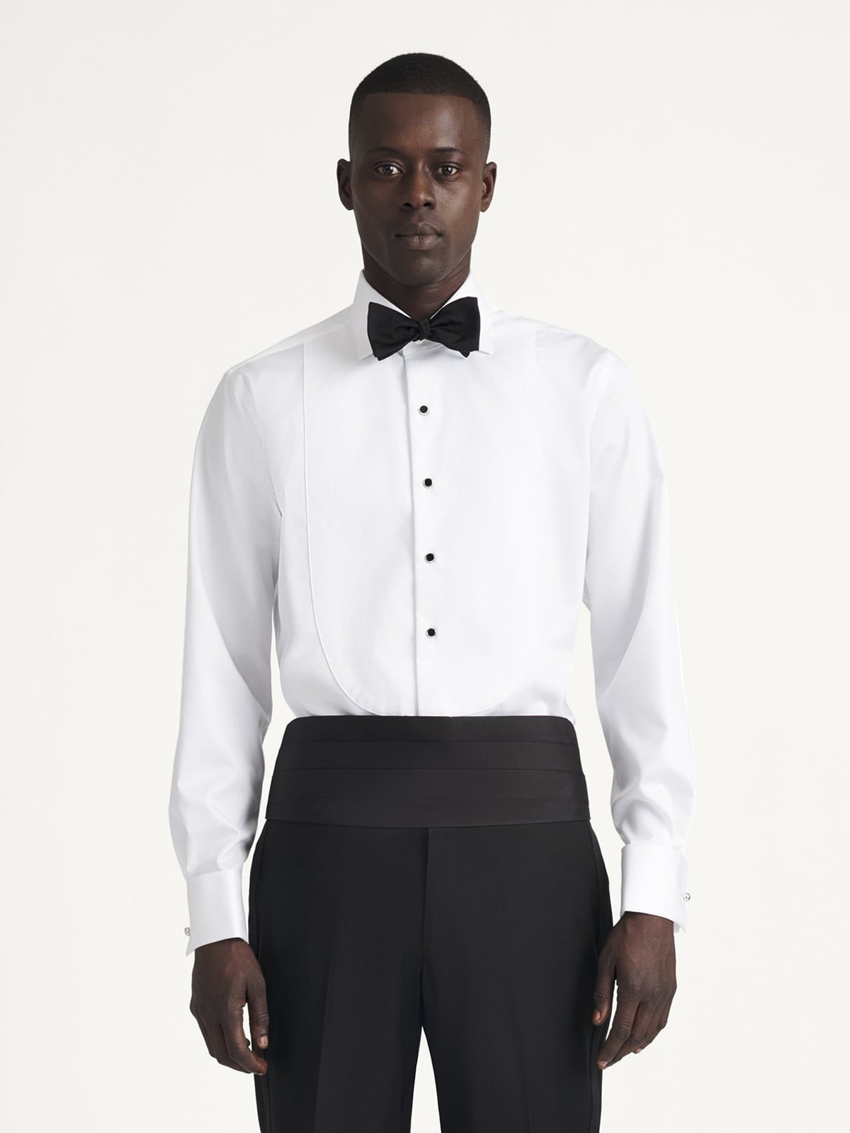 The Pique Bib Front Tuxedo Shirt in Mayfair Twill