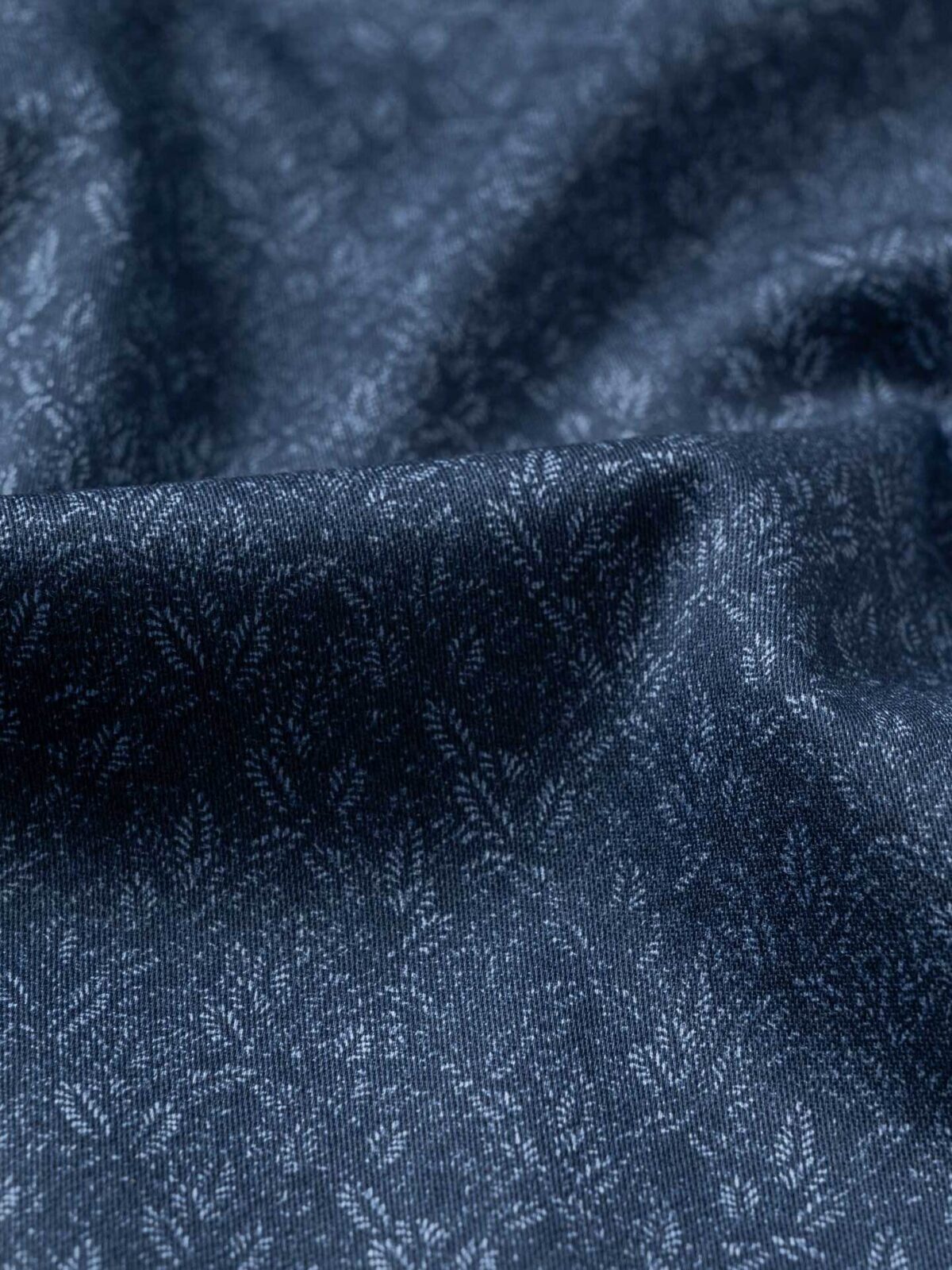 Organic Stretch Cotton Navy Tonal Fern Print Shirts by Proper Cloth