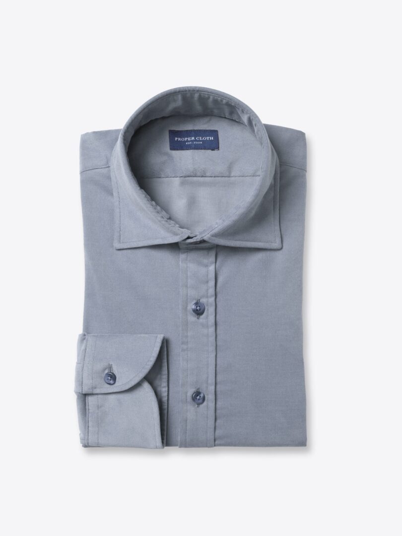 Graham Slate Stretch Pincord Corduroy Shirts by Proper Cloth