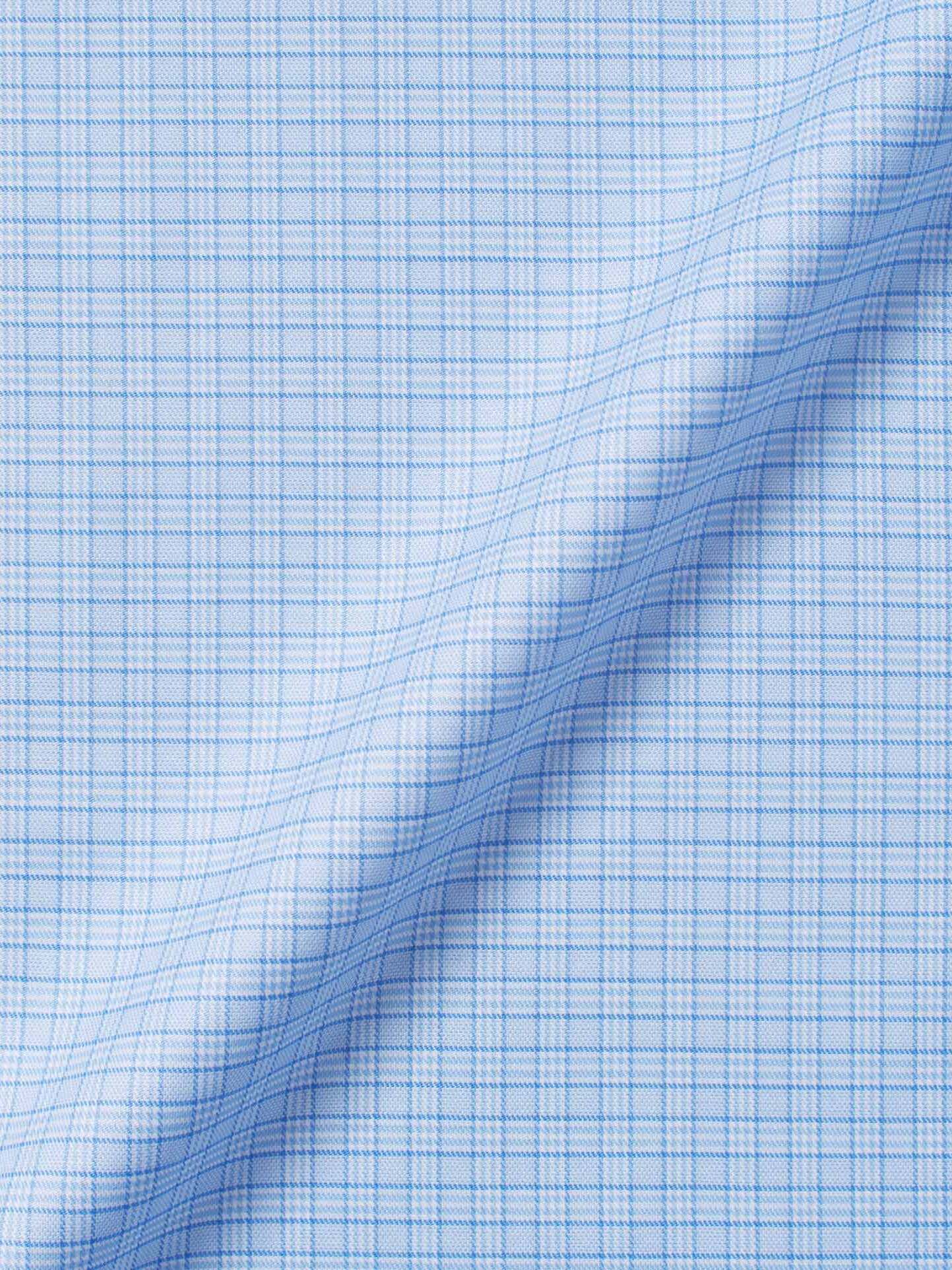 Non-Iron Stretch Light Blue Small Check Shirts by Proper Cloth
